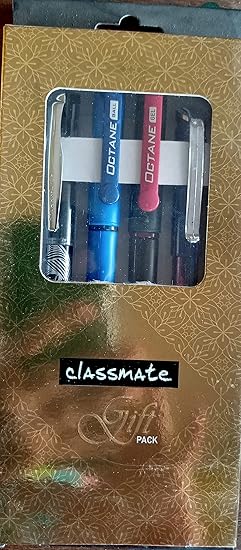 Classmate Gift Pact (4 pens) 1 octane gel pen(Red) 1 flo ball pen (Blue ...