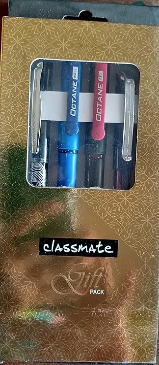 Classmate Gift Pact (4 pens) 1 octane gel pen(Red) 1 flo ball pen (Blue ...