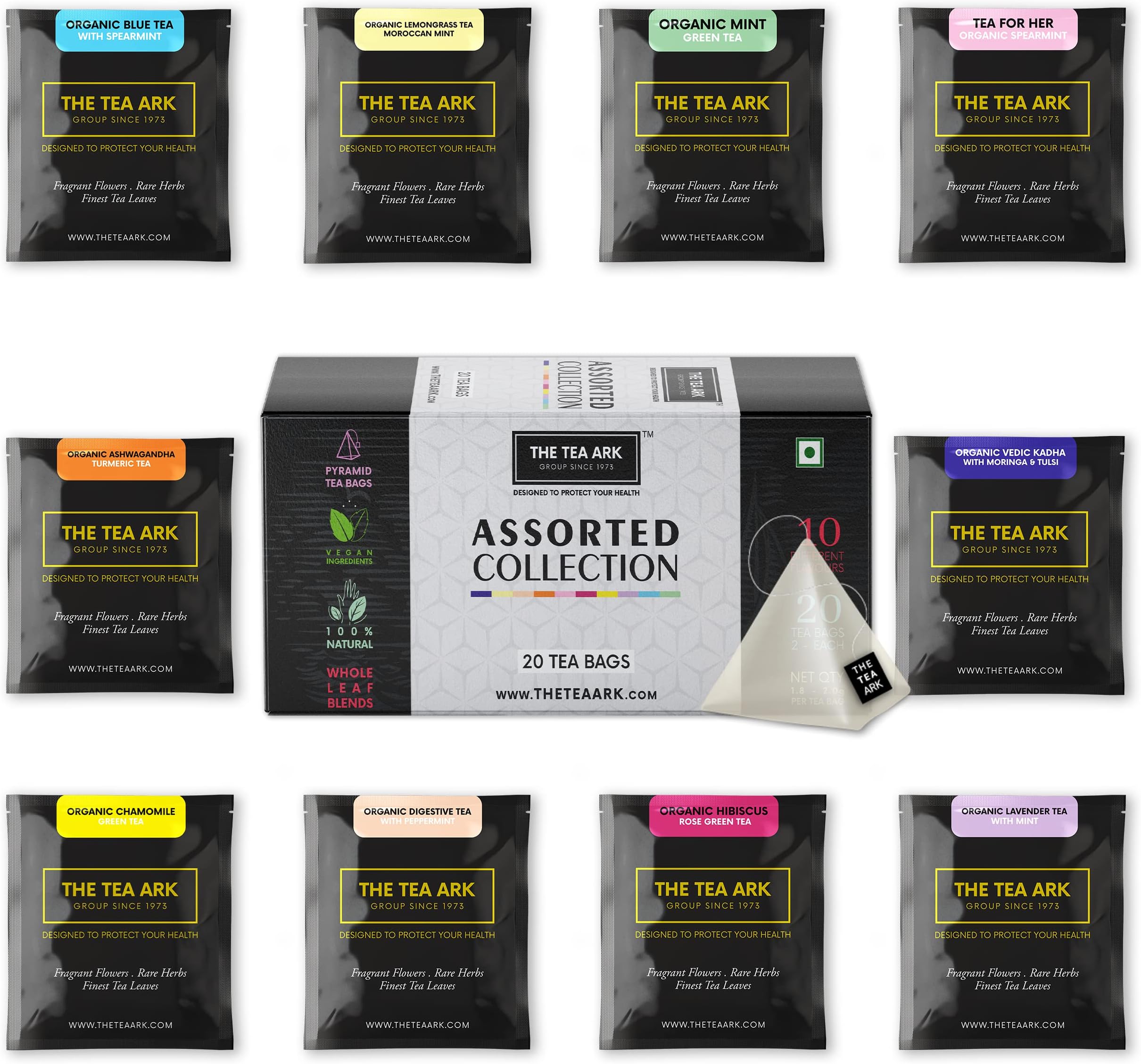 Amazon.com : The Tea Ark Assorted Tea Bags Sampler Pack, Tea Assortment ...
