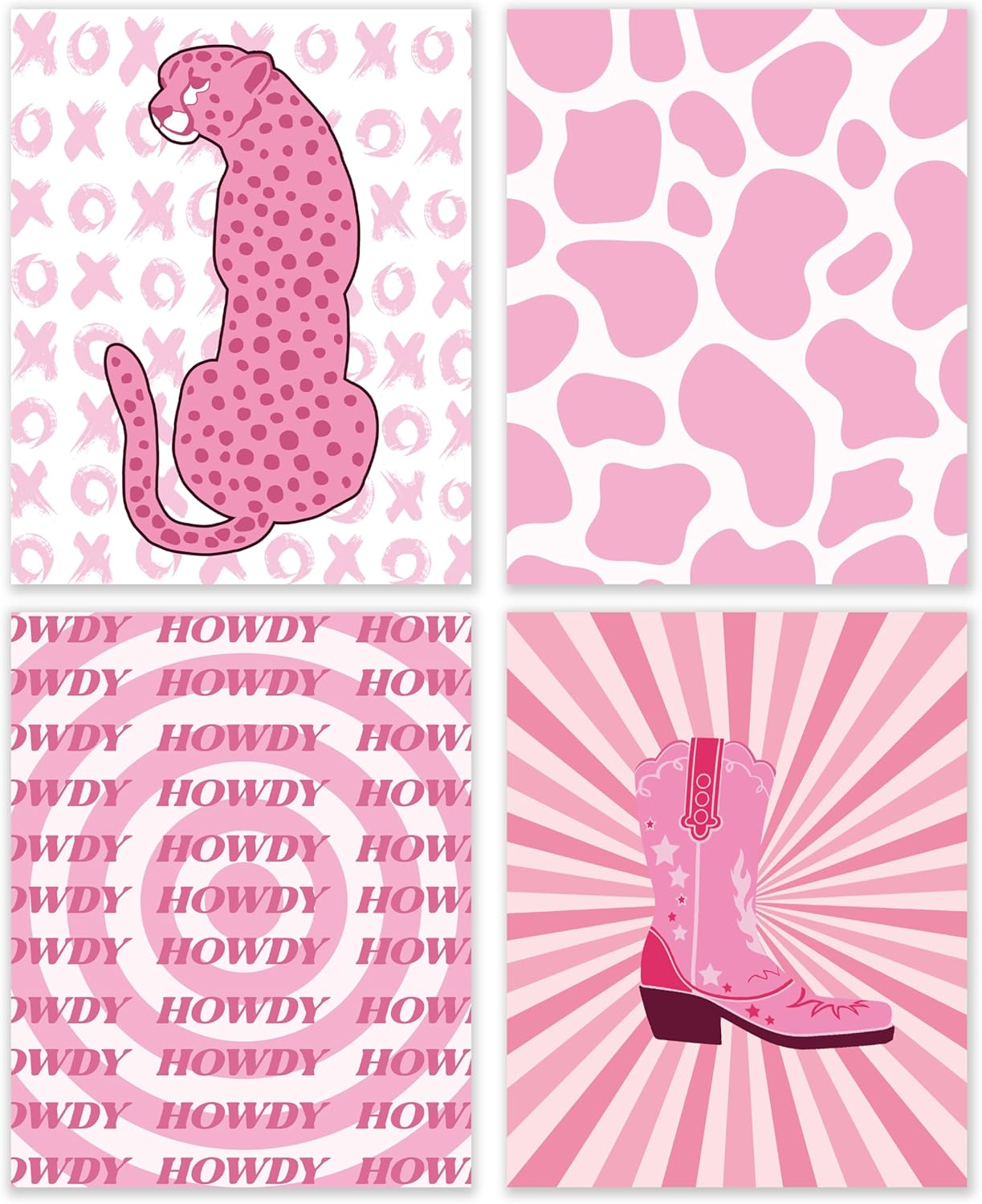 Amazon.com: BESERH Preppy Howdy Posters Set of 4, Funky Trendy Leopard ...