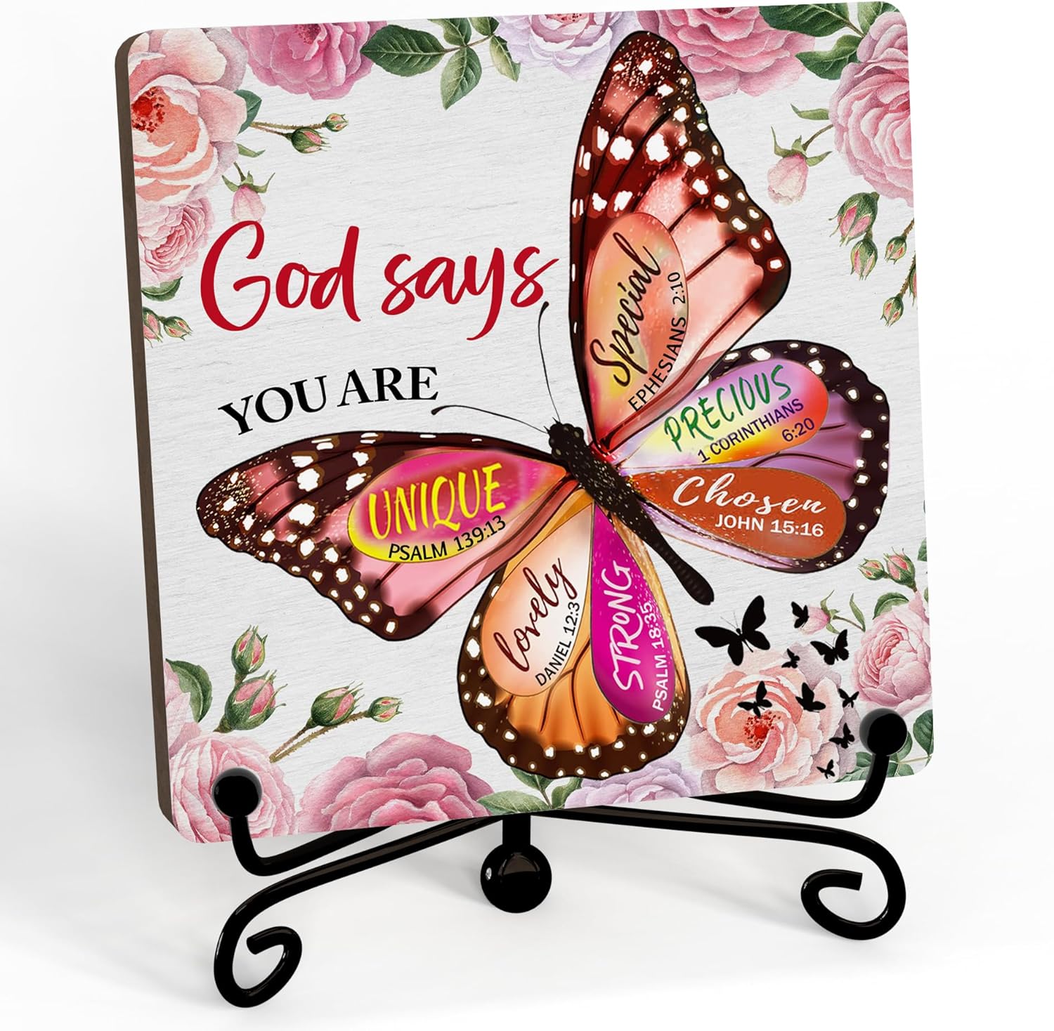 Amazon.com: Christian Wooden Sign With Metal Stand, God Say You Are ...
