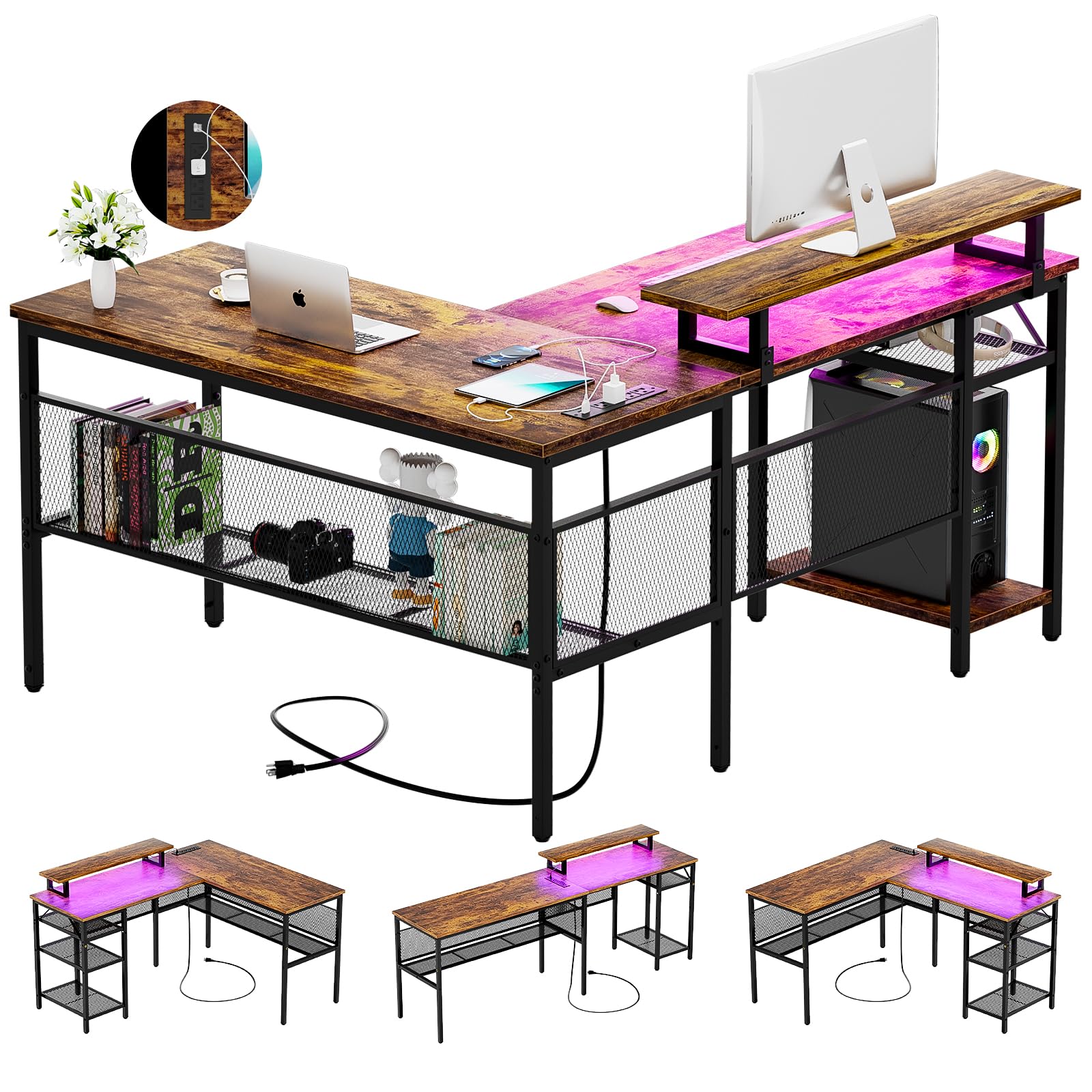 Snapklik.com : iSunirm L Shaped Computer Desk, Reversible Office Desk