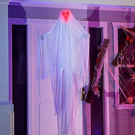 Amazon.com: Halloween Hanging Light up Ghost with Spooky Blue LED Light ...