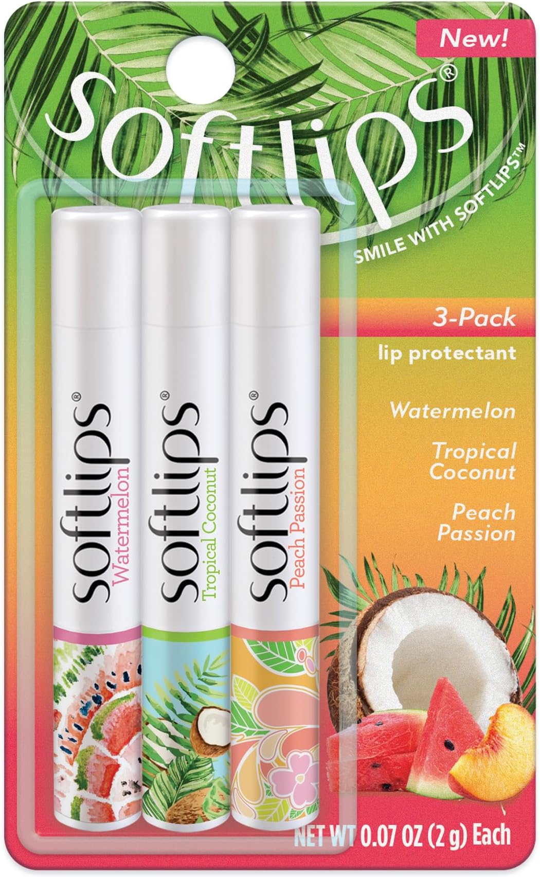 Amazon.com : Softlips Daily Lip Moisturizer For Very Dry Lips, Tropical Flavored Lip Balms ...