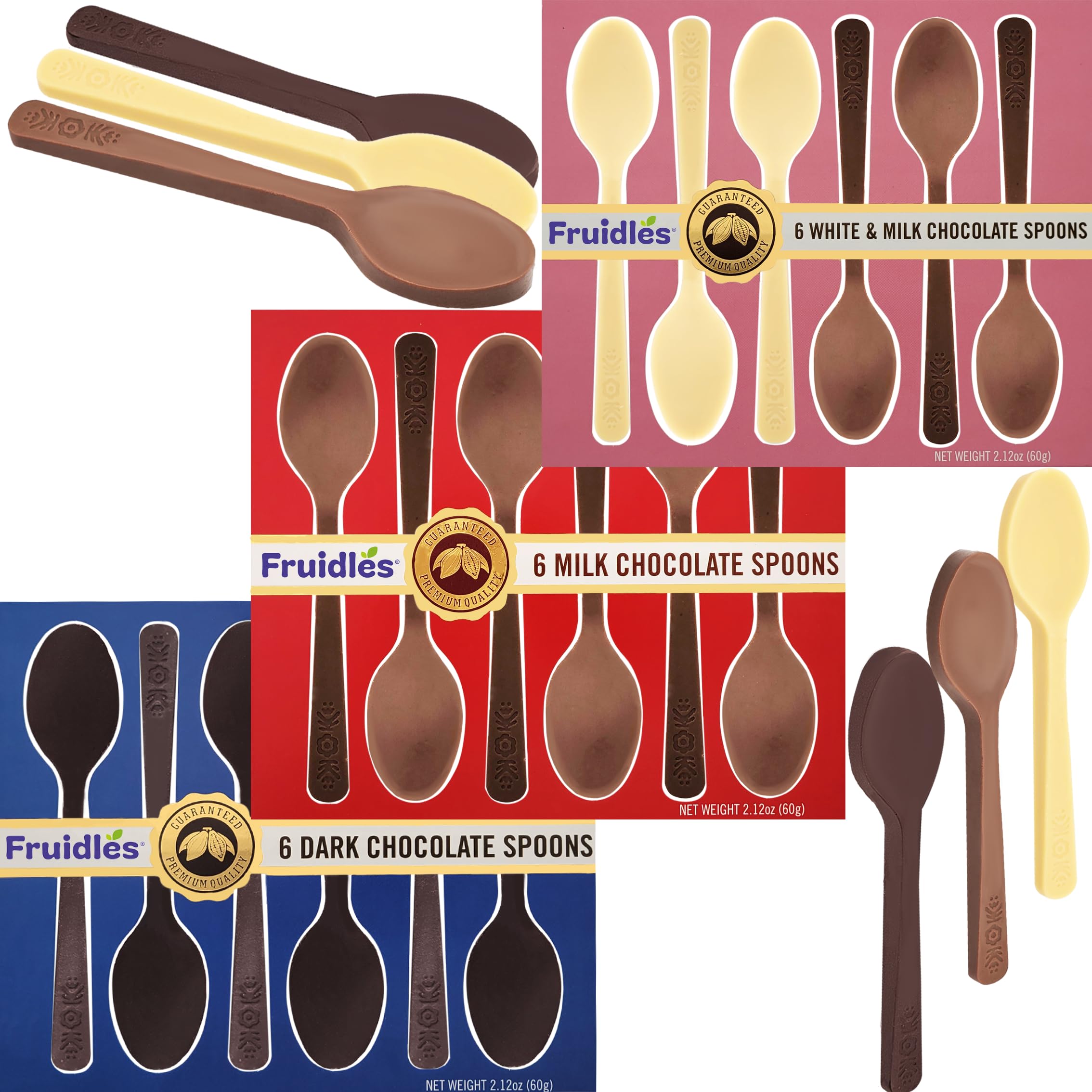 Amazon.com: Fruidles Chocolate Spoons, Dark, Milk and White Hot ...