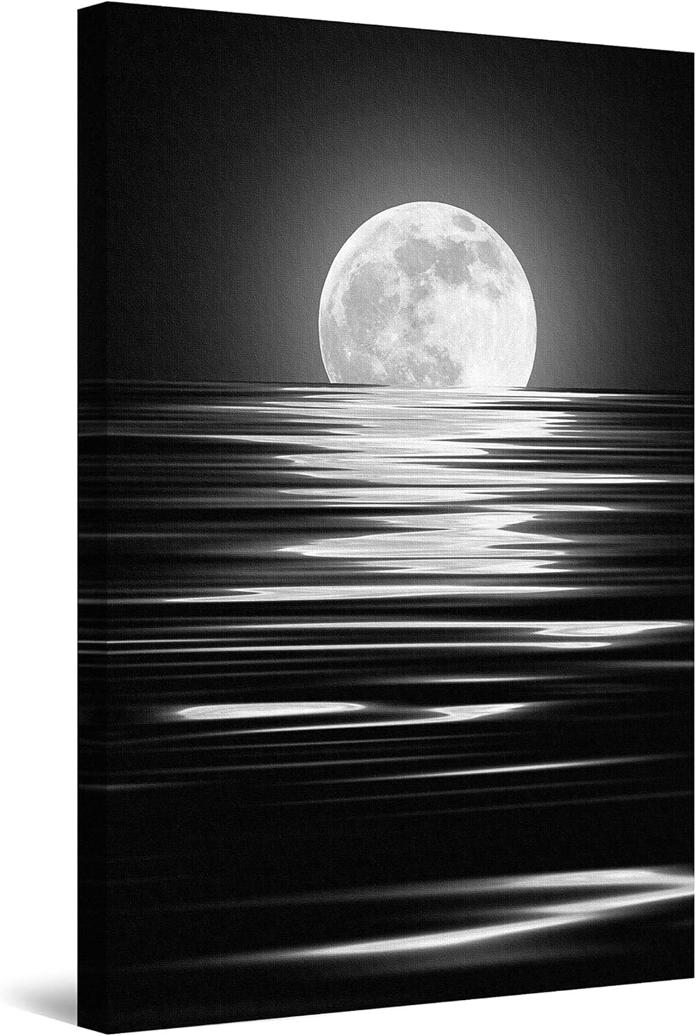 Startonight Wall Art Canvas Black and White Moon, Moon Phase Reflection ...
