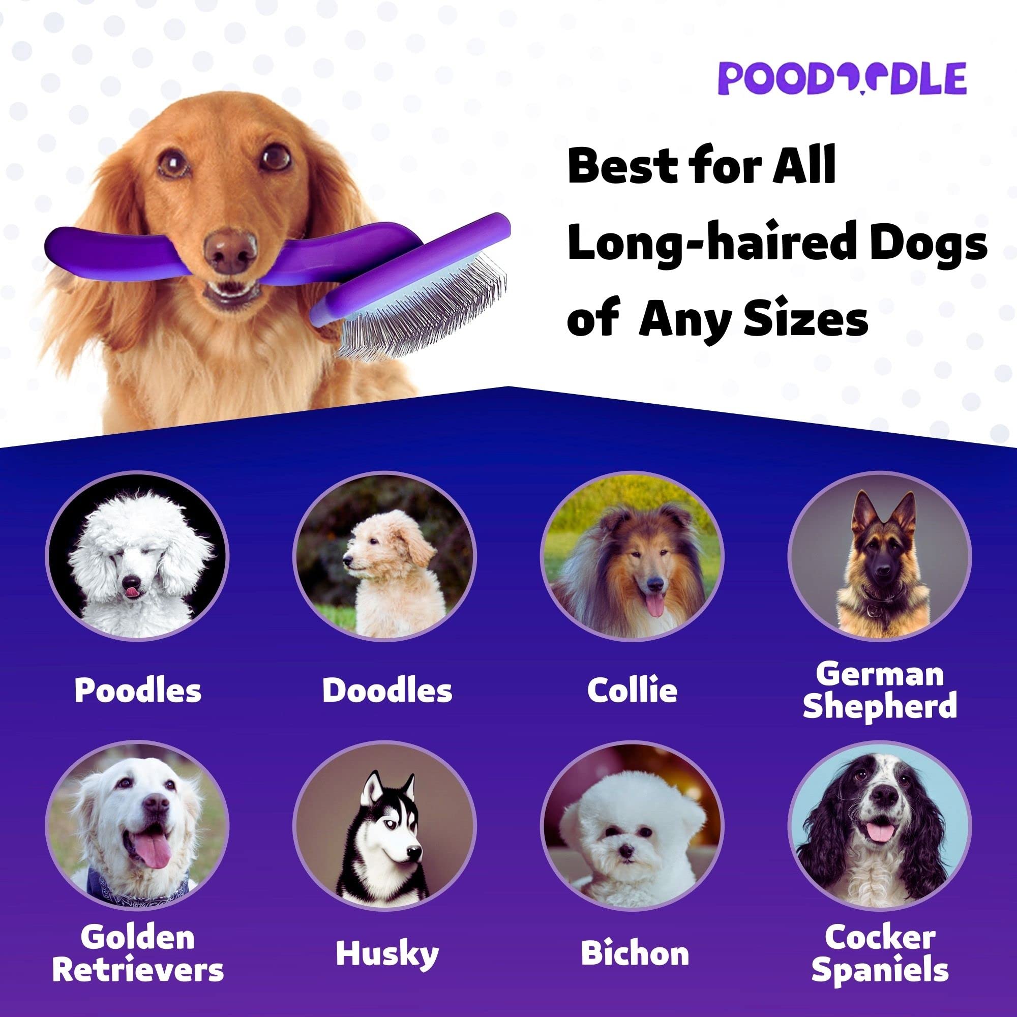 Poodles & Doodles Brush, Extra Big Dog Slicker Brush for Goldendoodles ...