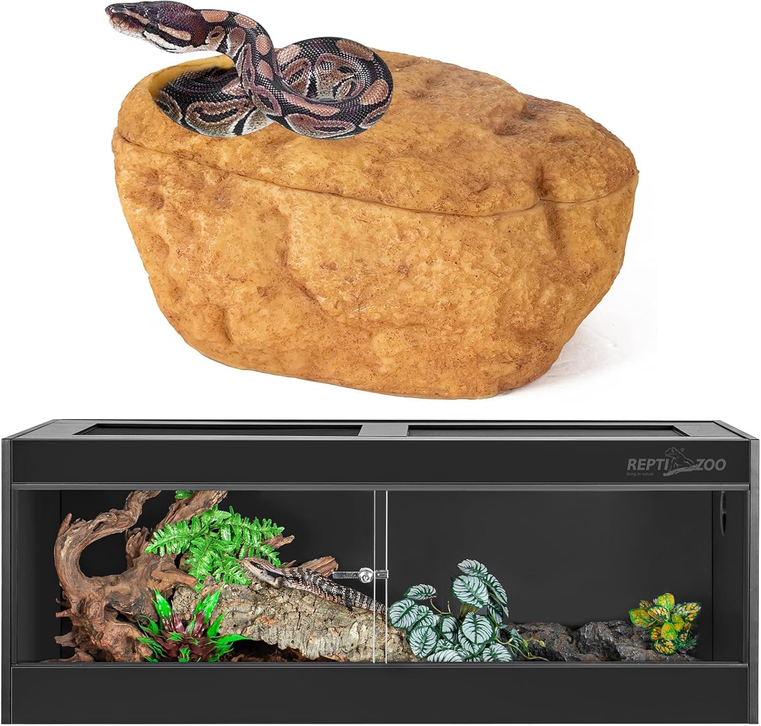Amazon.com : REPTI ZOO Snake Cave and Hides Plus 120 Gallon Reptile ...