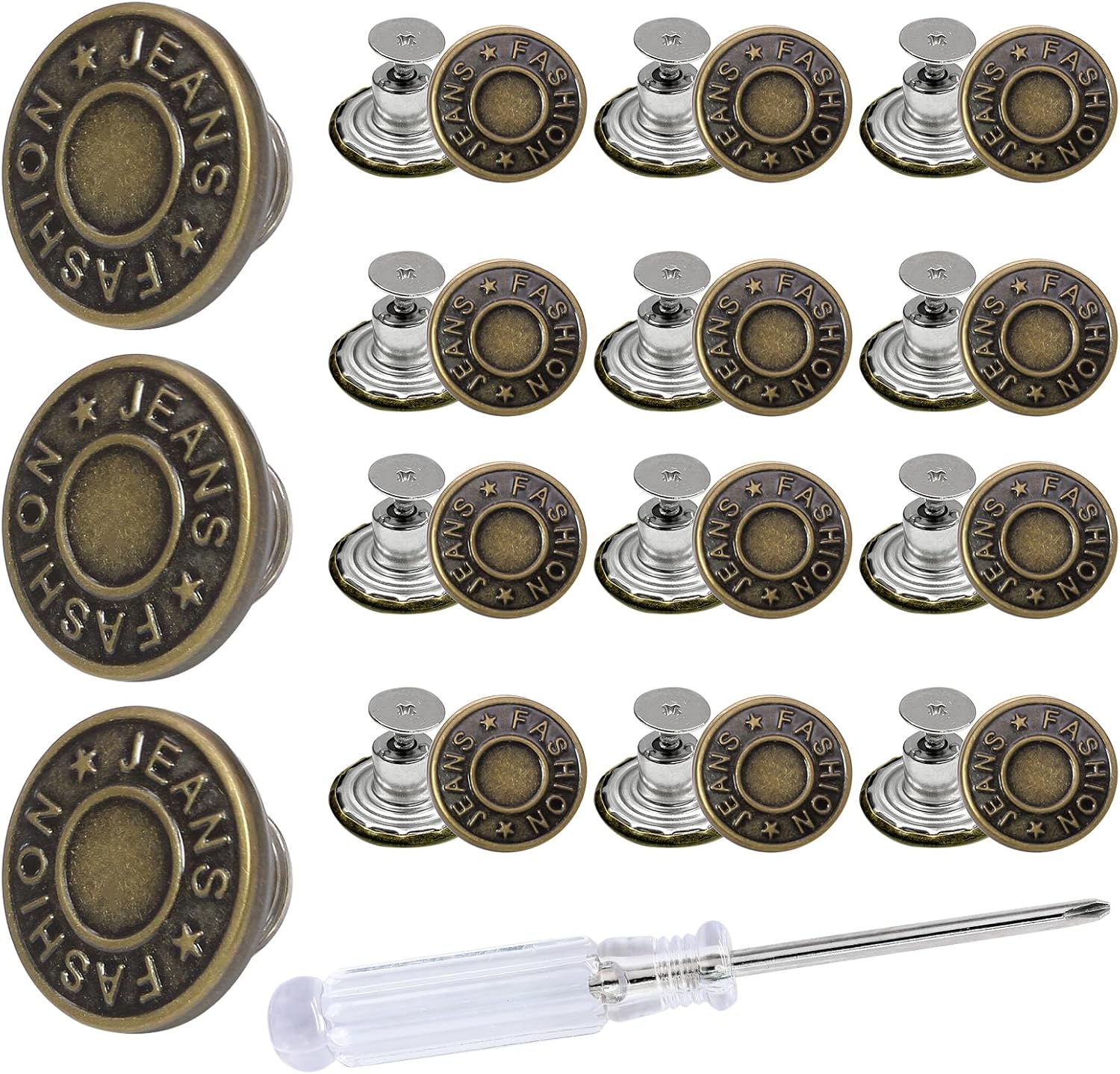 Amazon.com: vibedor 12 Sets Jeans Buttons Replacement, 20mm Adjustable ...