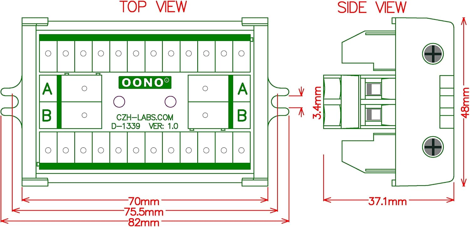 OONO Screw Mount 30A/300V 2×12 Position Terminal Block Distribution ...