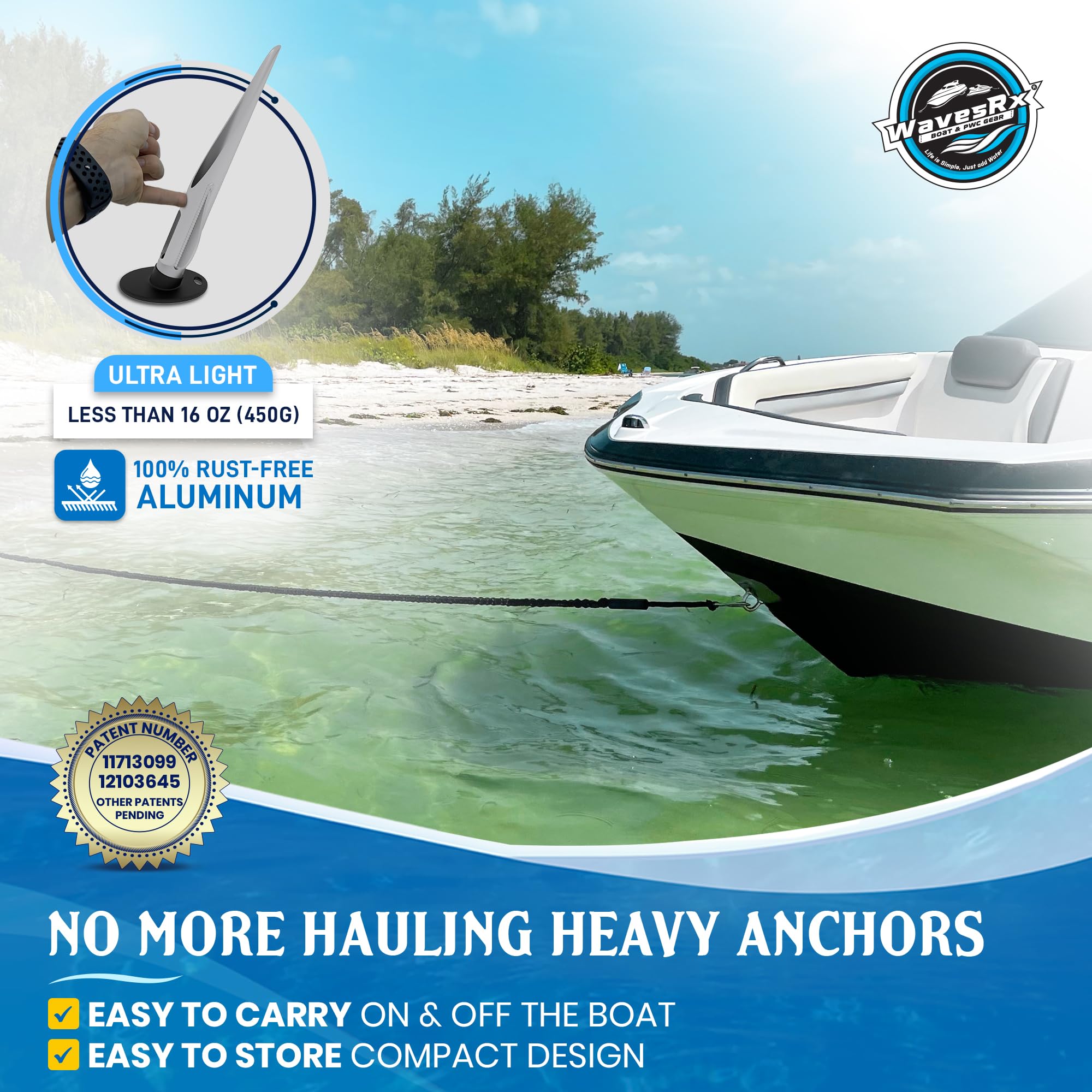Snapklik.com : WAVESRX Beach Anchoring Bundle For Boats & Pontoons 18 ...
