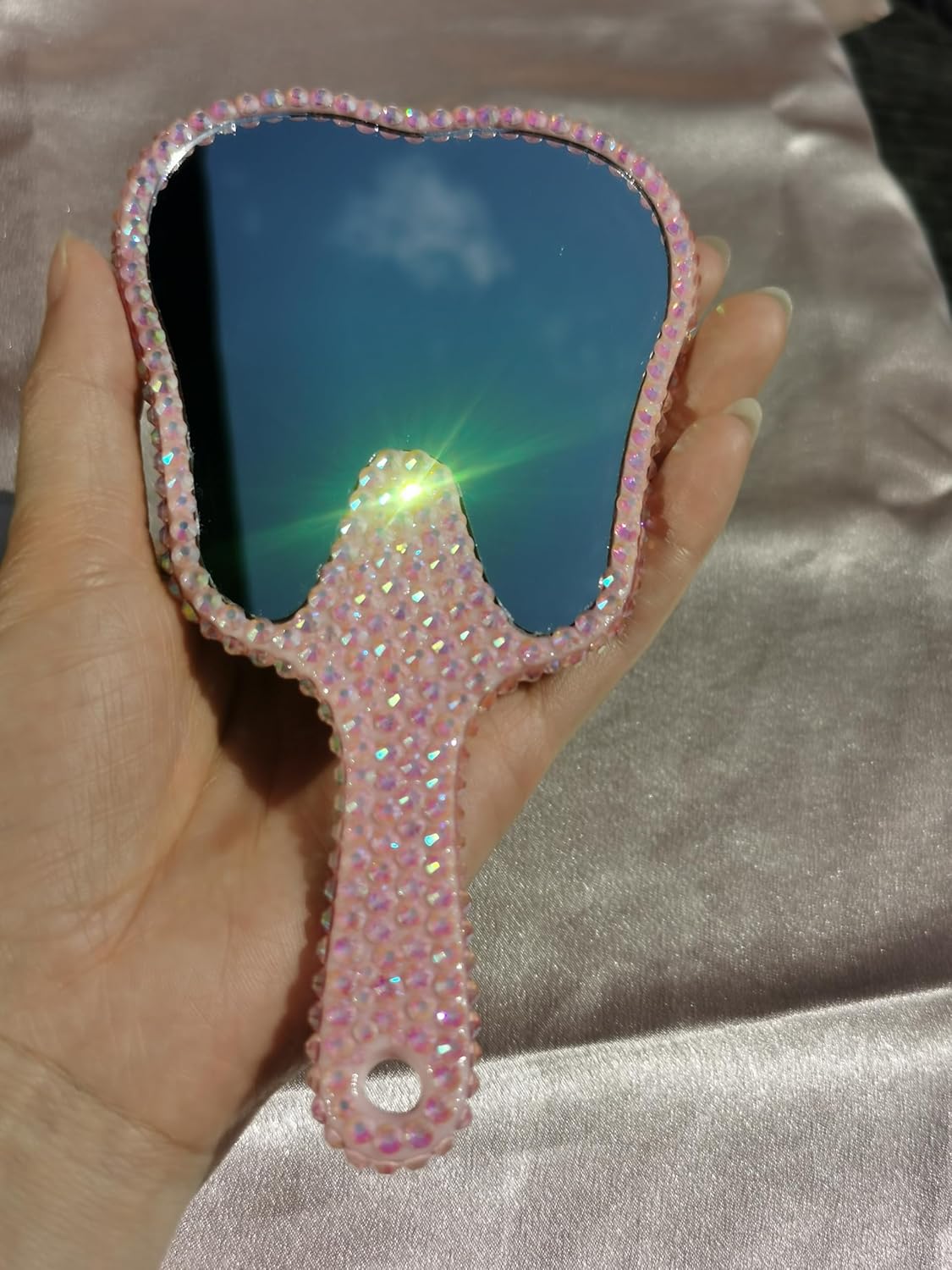 Amazon.com: Jxiaoyumio Rhinestone Handheld Mirror Tooth Shaped Bling ...