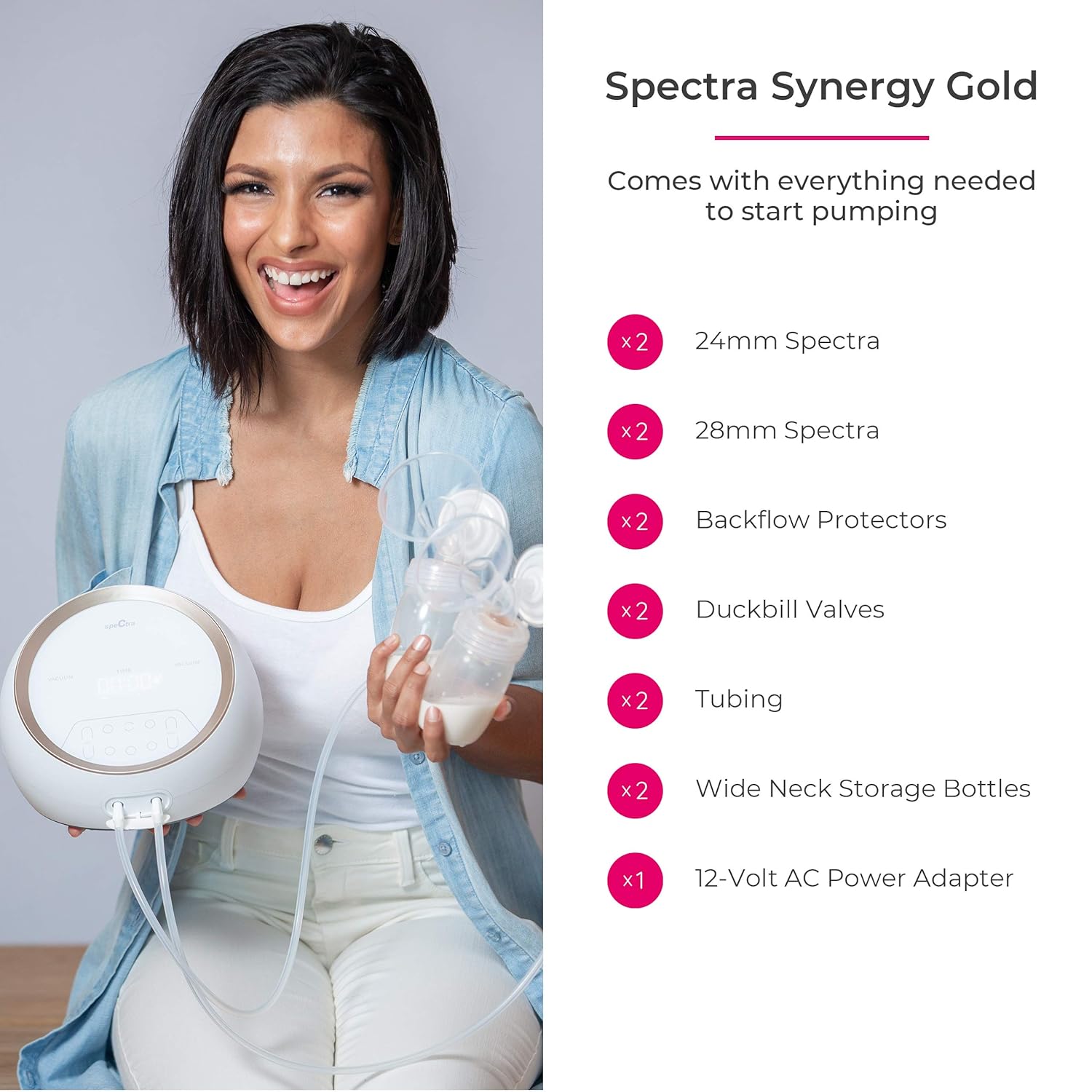 Spectra – Synergy Gold – Extractor de leche eléctrico doble ajustable ...