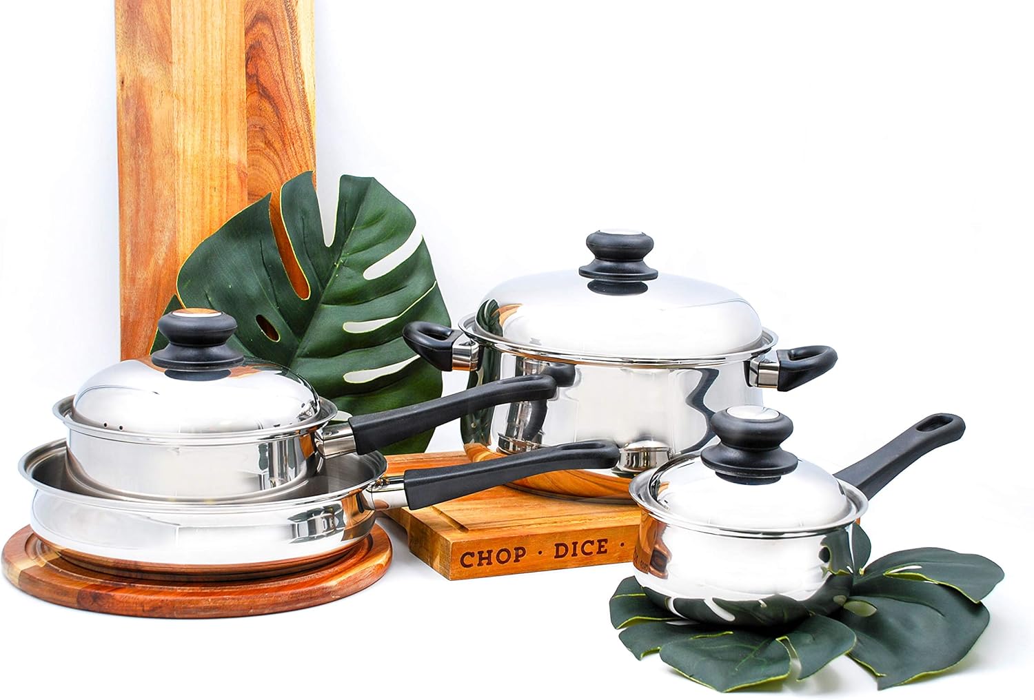 Amazon.com: Tuxton Home Nevada 7 Piece Cookware set; Stainless Steel ...