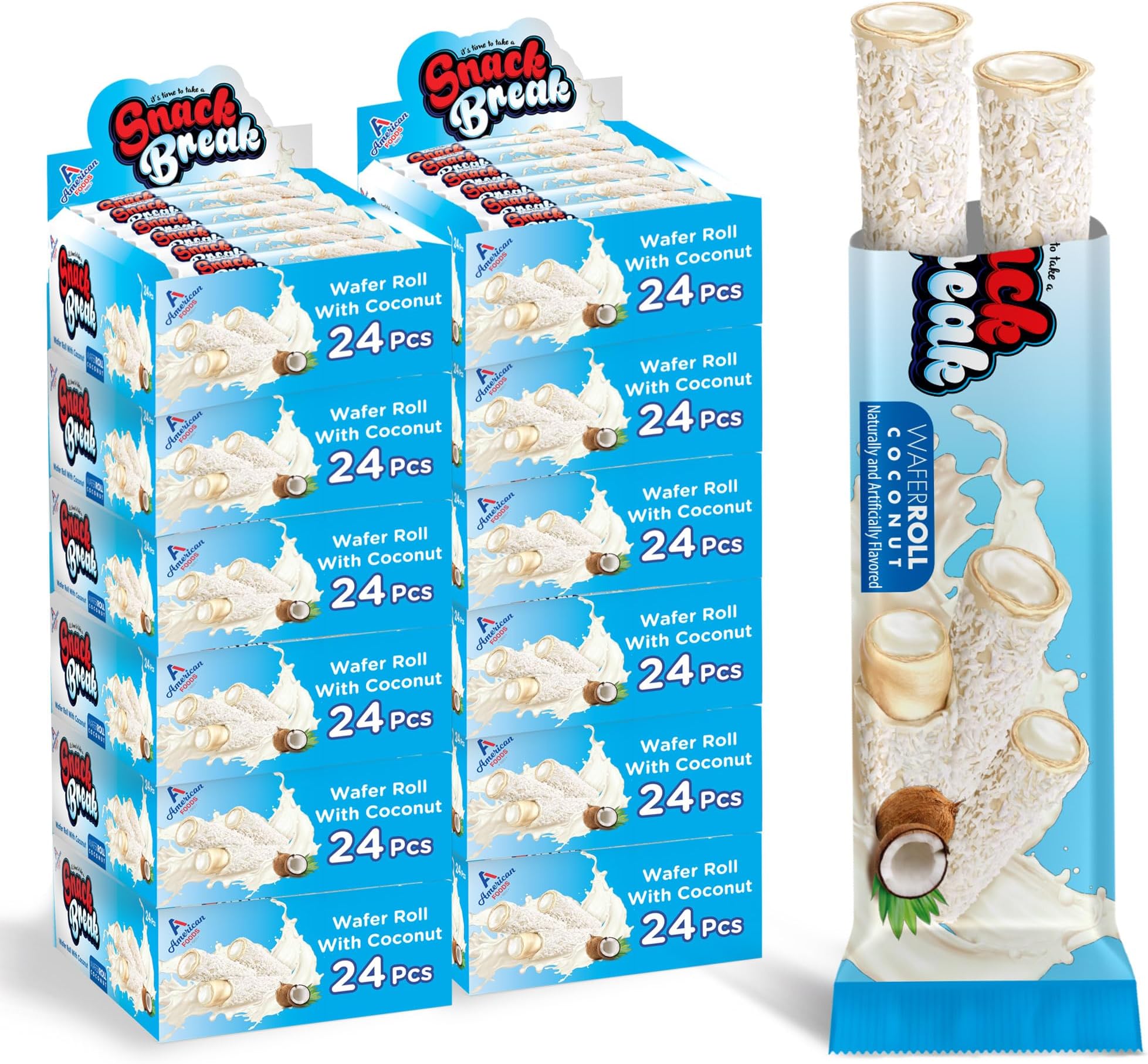Amazon.com: Snack Break Coconut Rolled Wafers, Individually Wrapped ...