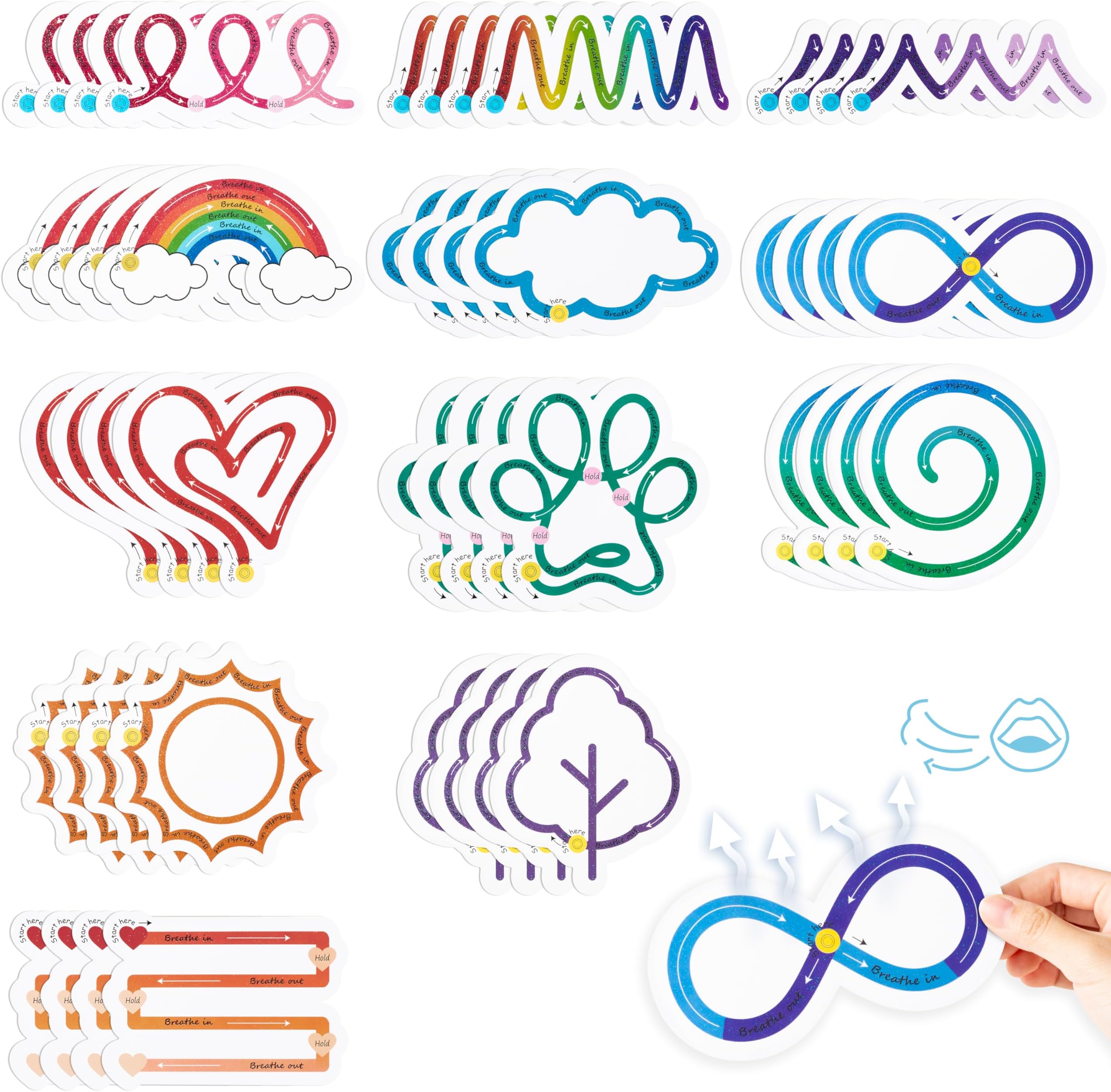 Amazon.com : H1vojoxo 48PCS Breath Anxiety Sensory Stickers - Anti ...