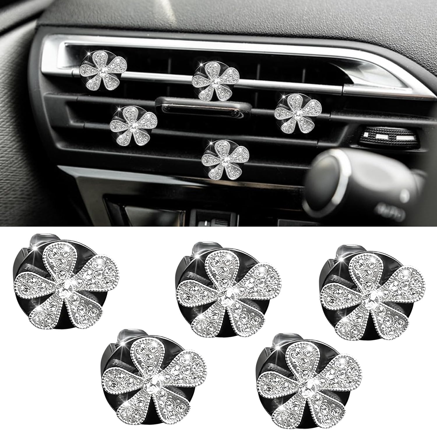 Amazon.com: ONIRTEO 5PCS Flowers Car Air Vent Clips Cute Bling Car Air ...