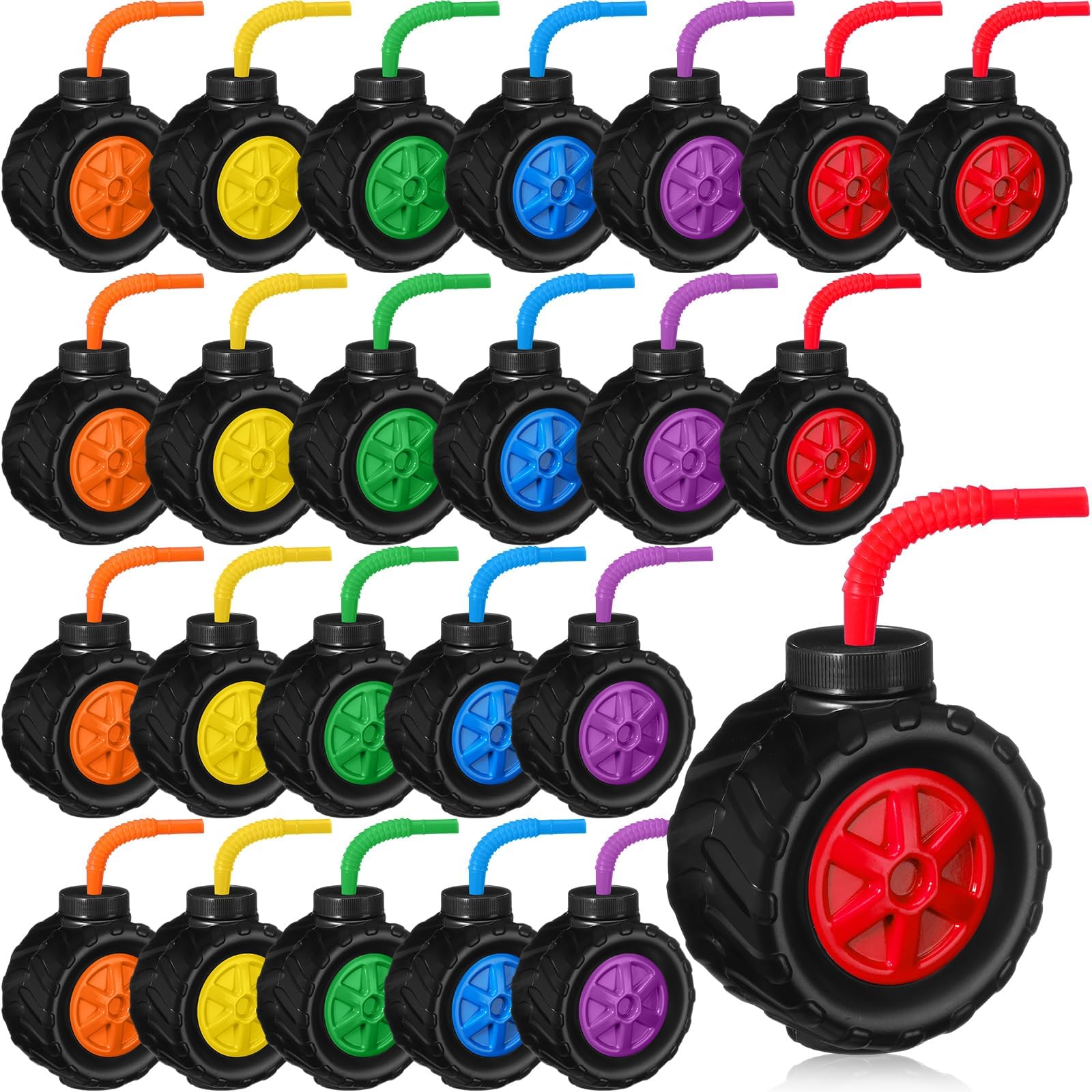 Mifoci - Juego de 24 vasos de plástico para camión monstruo, 17 onzas ...