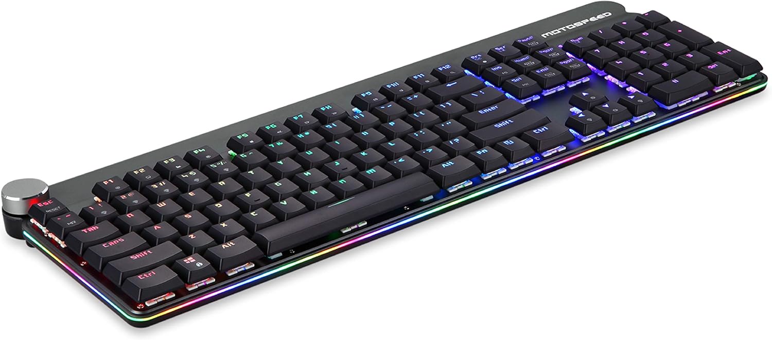 MOTOSPEED 2.4GHz Wireless/USB Wired Mechanical Gaming Keyboard Compact ...