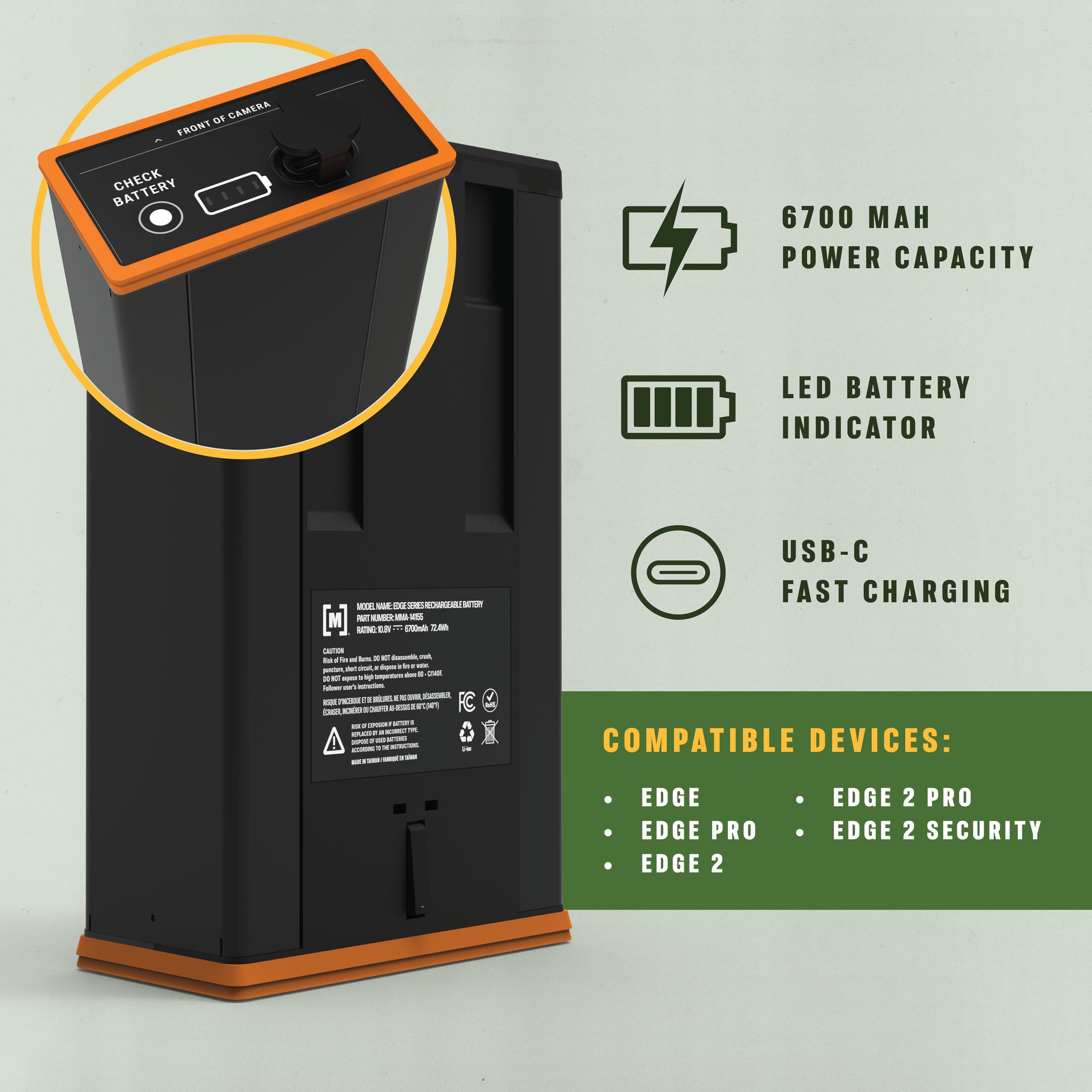 Edge Series Camera Battery Power Mag Plus 6700mAh Rechargeable Battery ...