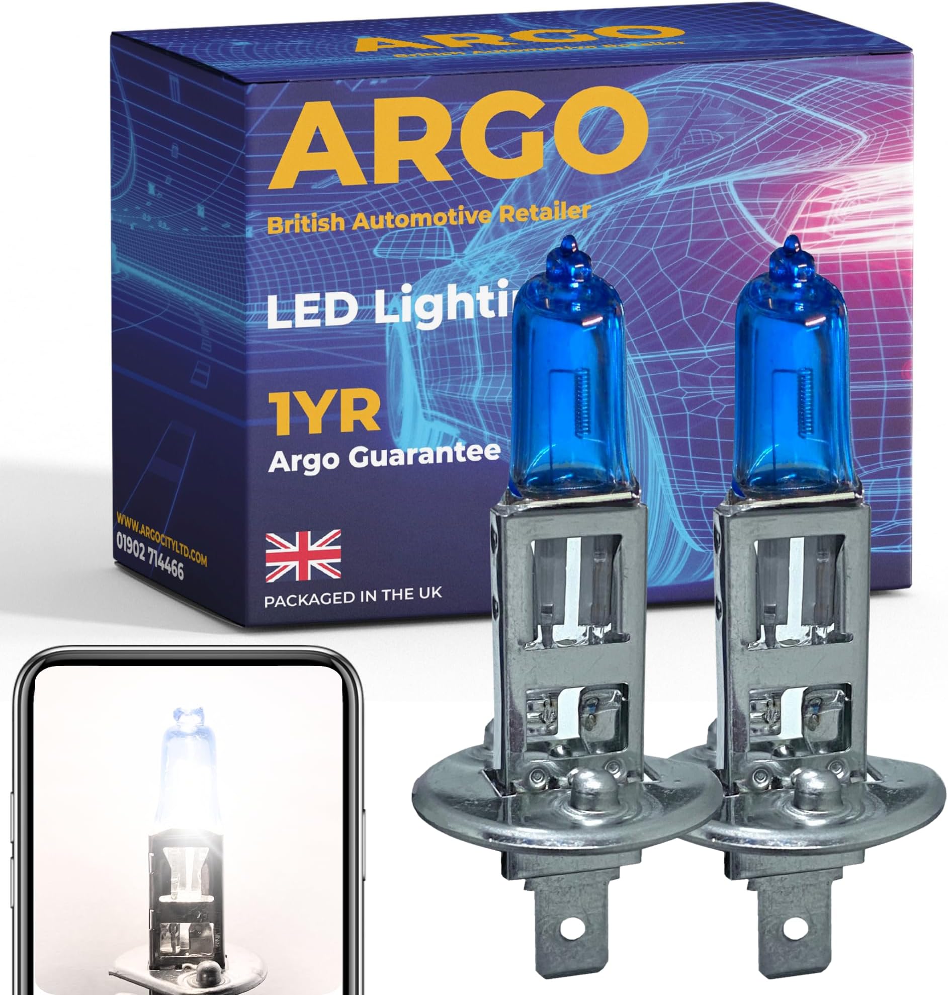Argo H1 Headlight Bulb 100w Xenon White 6000k Super Bright Replacement ...