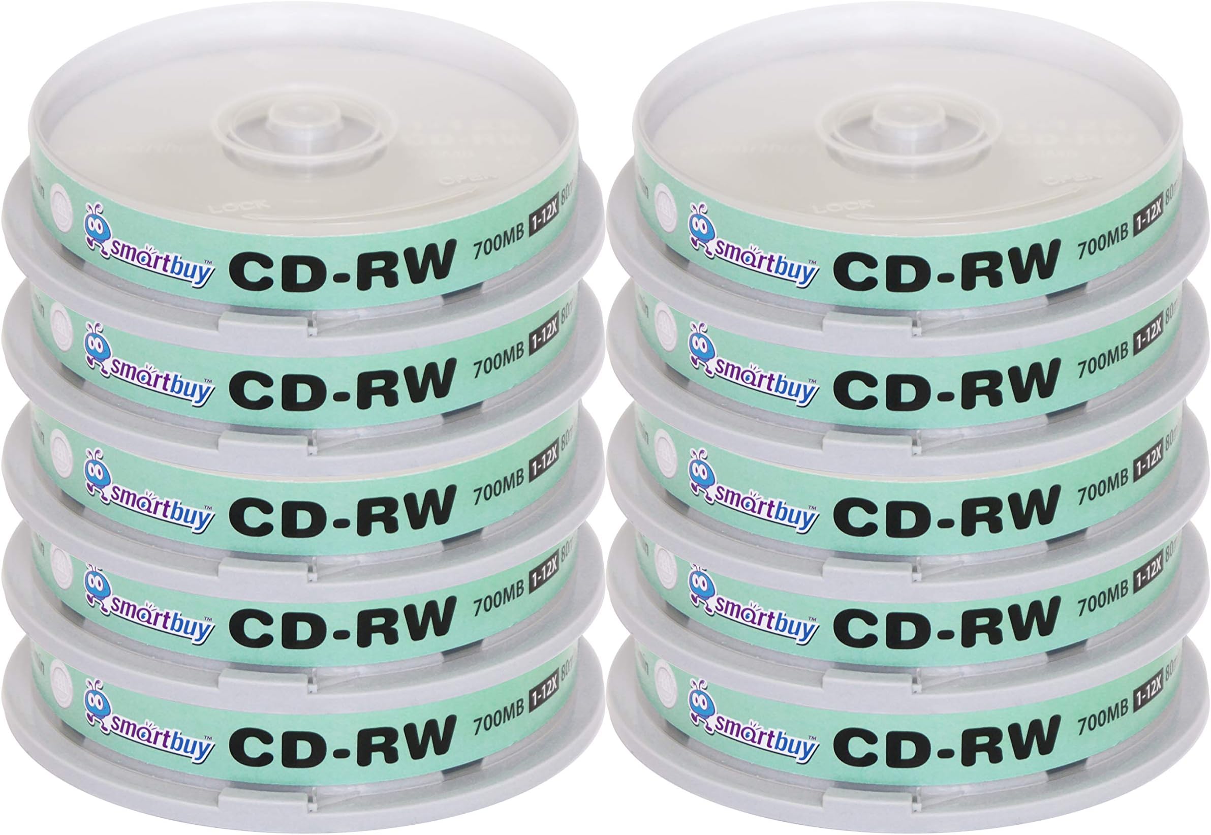 Amazon.com: 10 Pack Smartbuy CD-RW 1-12X 700MB/80Min High Speed Branded ...
