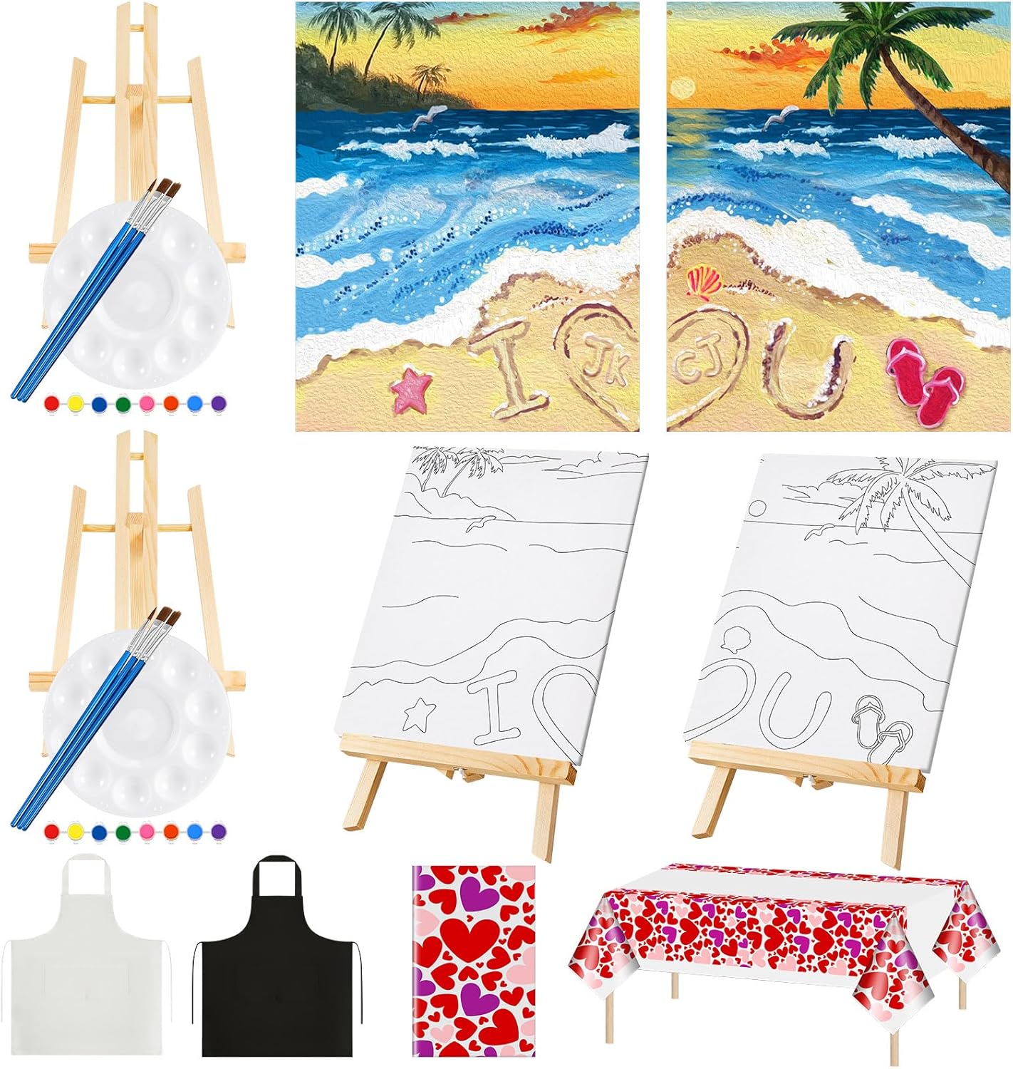 Amazon.com: Yeaqee 13 Pcs Valentines Sip and Paint Kit for Couples Date ...