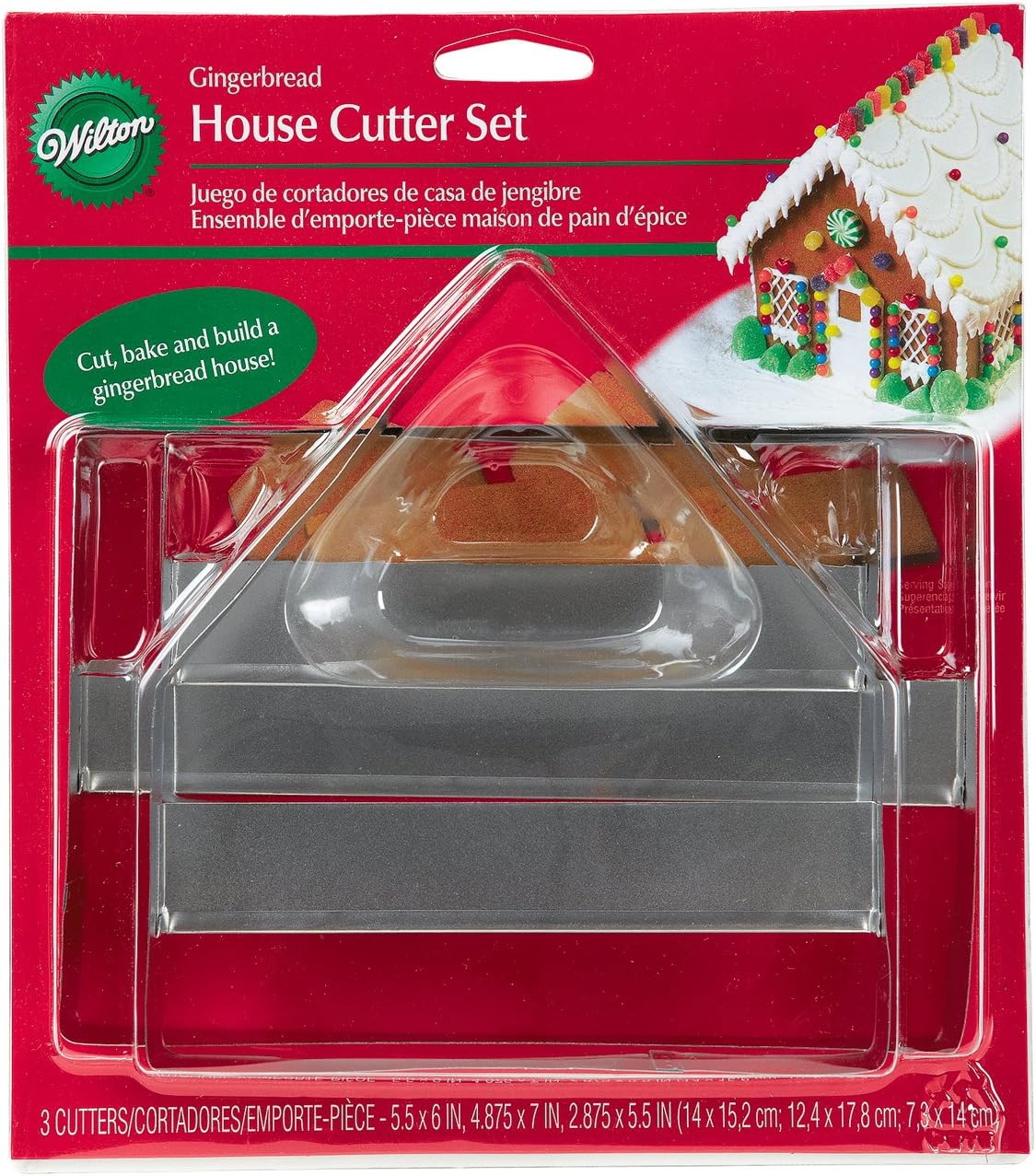 Amazon.com: Wilton 3 Piece Gingerbread House Metal Cookie Cutters ...