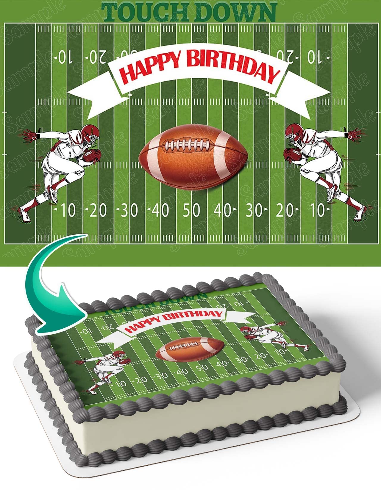 Amazon.com: CAKECERY Football Edible Cake Image Topper Birthday Cake ...