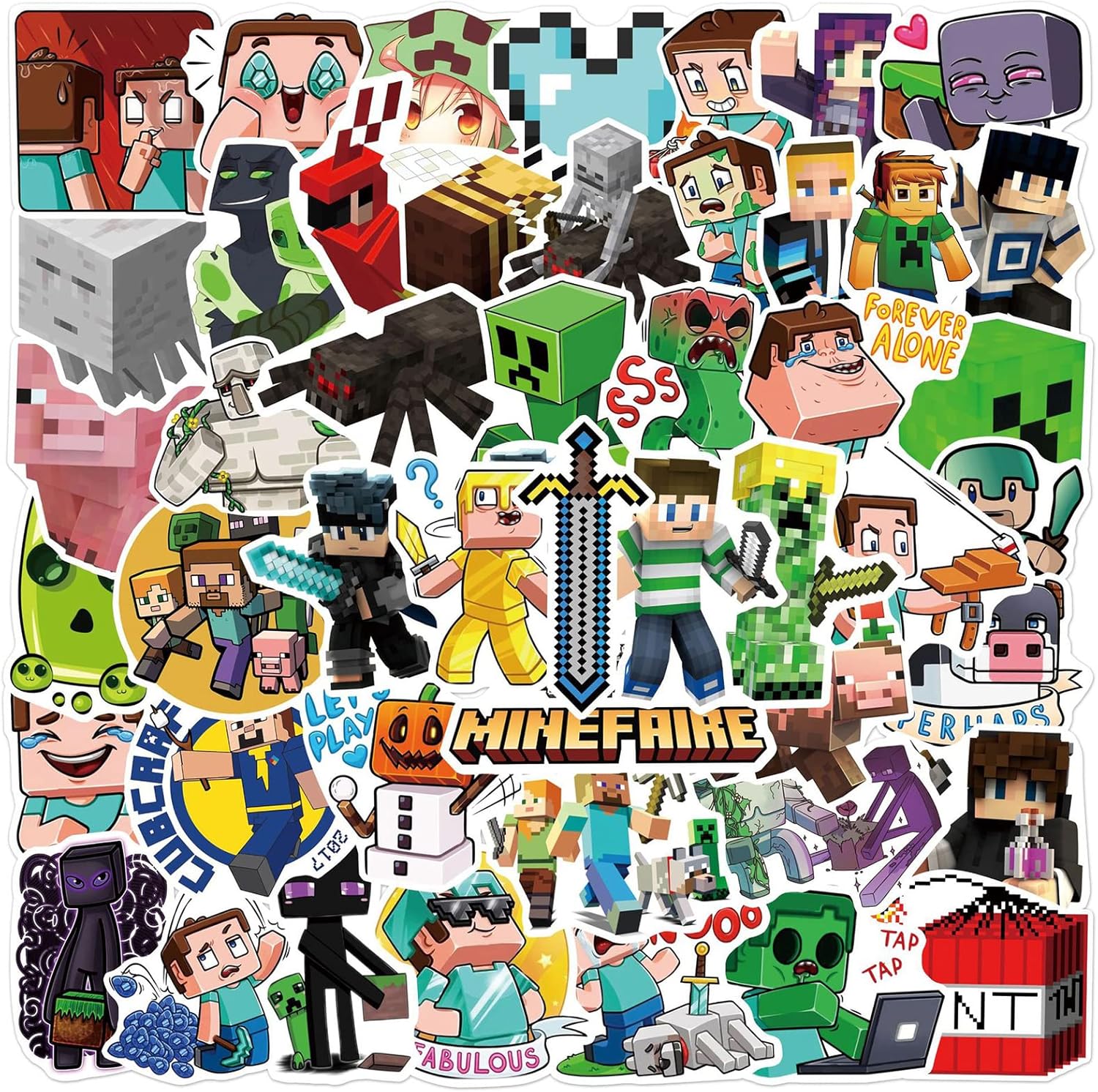 jixiejumo Minecraf_t Stickers 100 Pcs, Funny Video Game Vinyl Decal ...