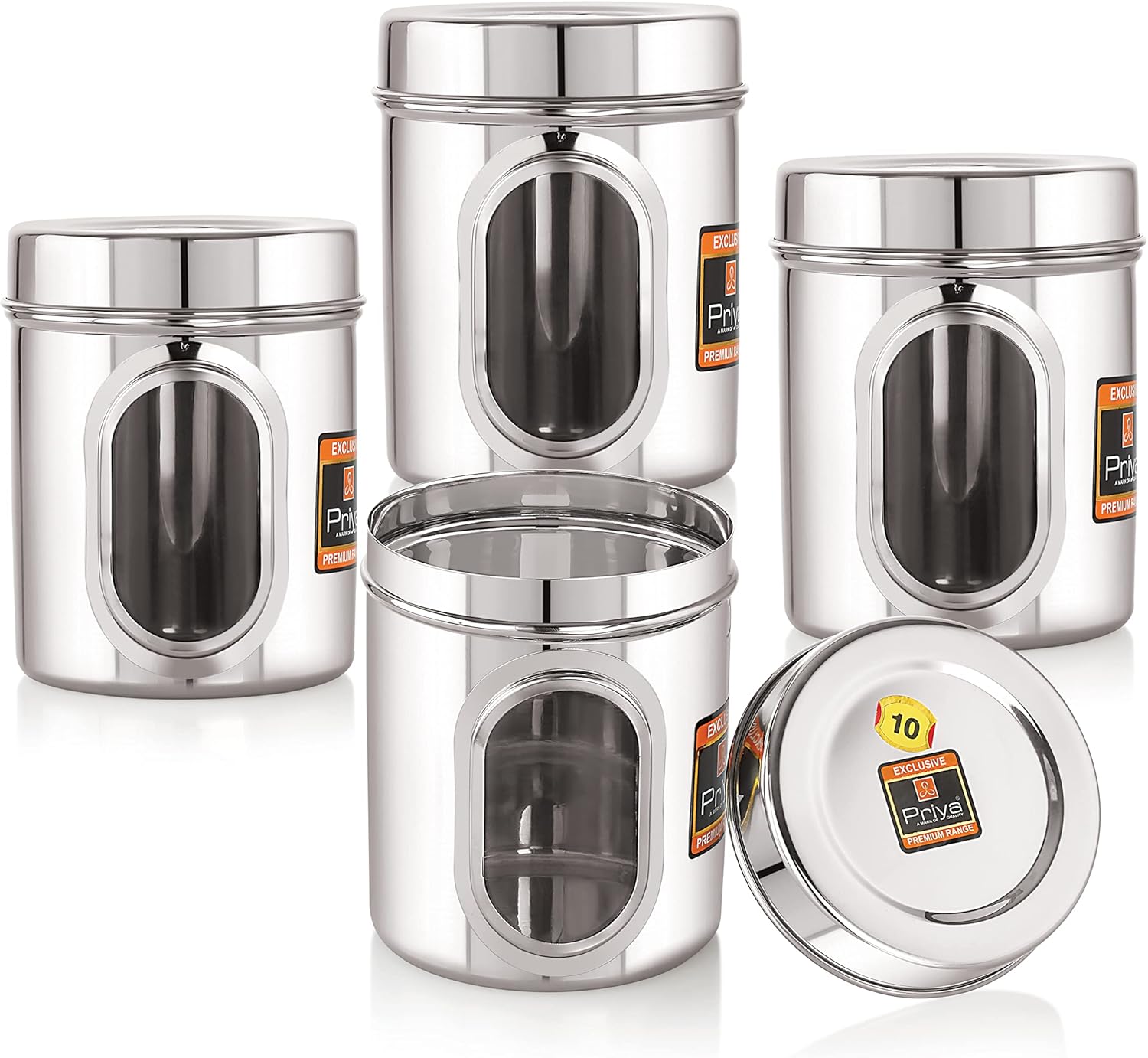 Amazon.com: Priya Window Jar for Kitchen Storage with Window, Set of 4 ...