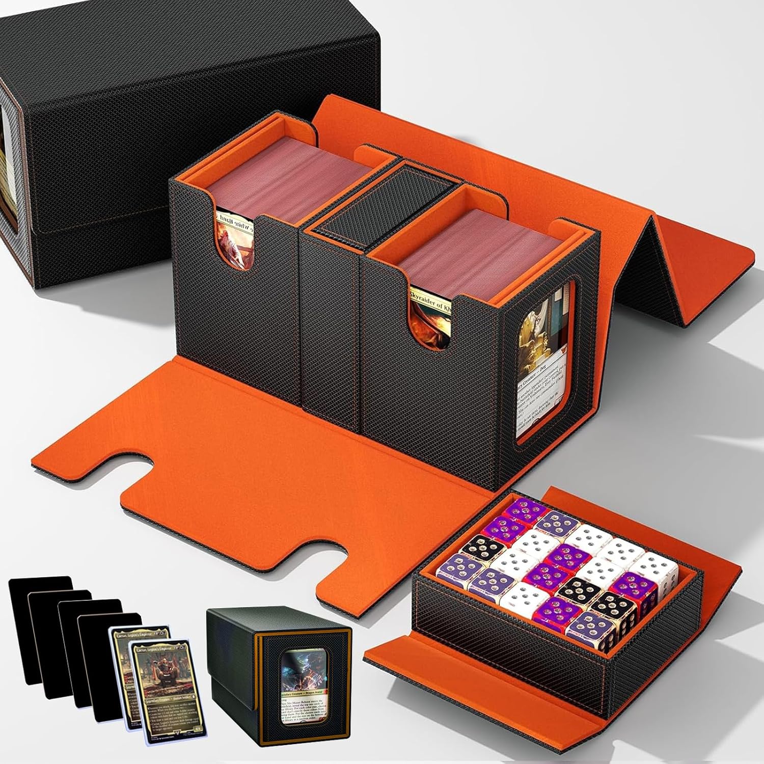 Amazon.com: Scimi Commander Deck Showcase Box with Dice Tray, 2 Dividers and 35PT Card Brick ...