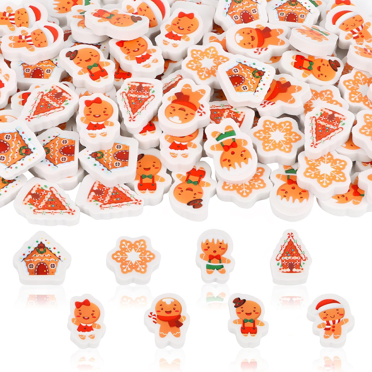 Amazon.com: CCINEE 120Pcs Christmas Mini Erasers for Kids, Gingerbread ...