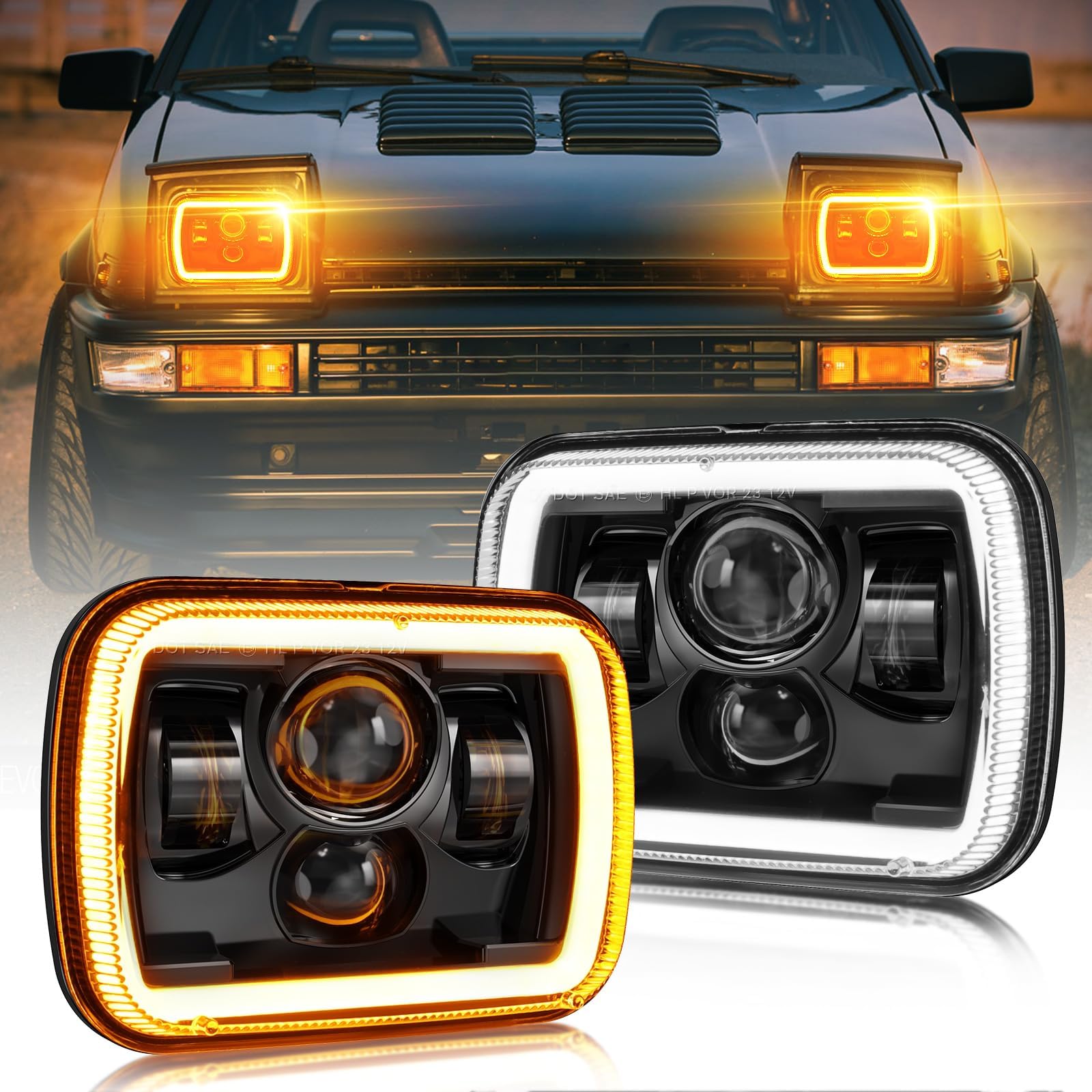 Amazon.com: AMUNIESUN Super Bright Pair 7x6 5x7 Headlights 6052 6054 ...