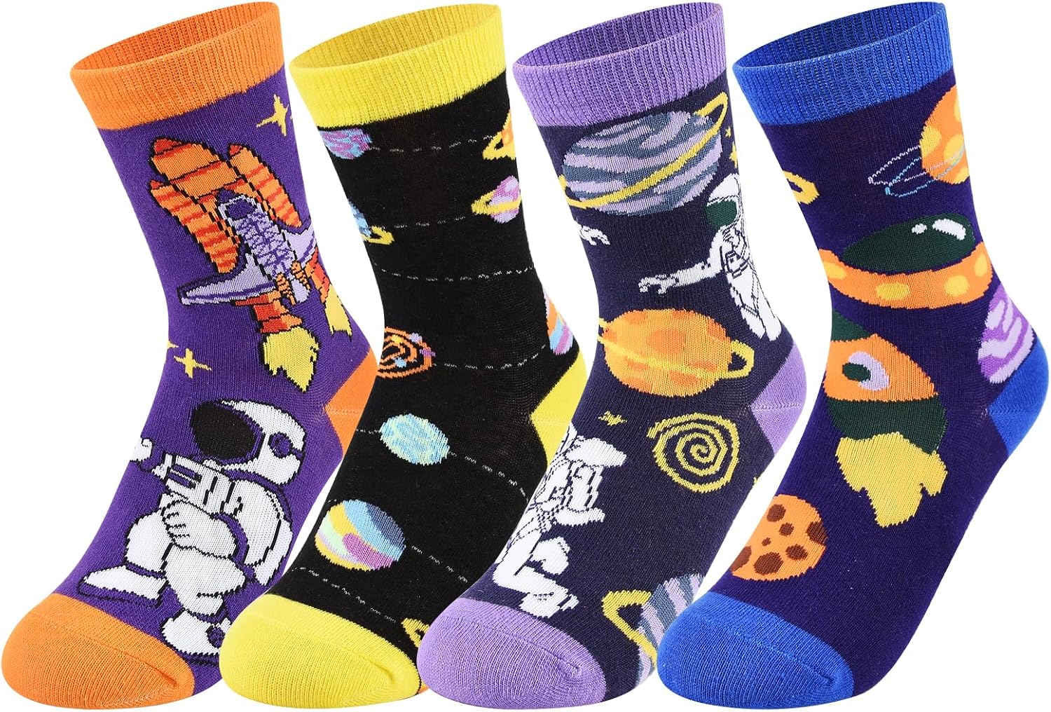 Amazon.com: ALANGDUO Kids Boys Funny Crew Socks, 4 Pairs Crazy Novelty ...