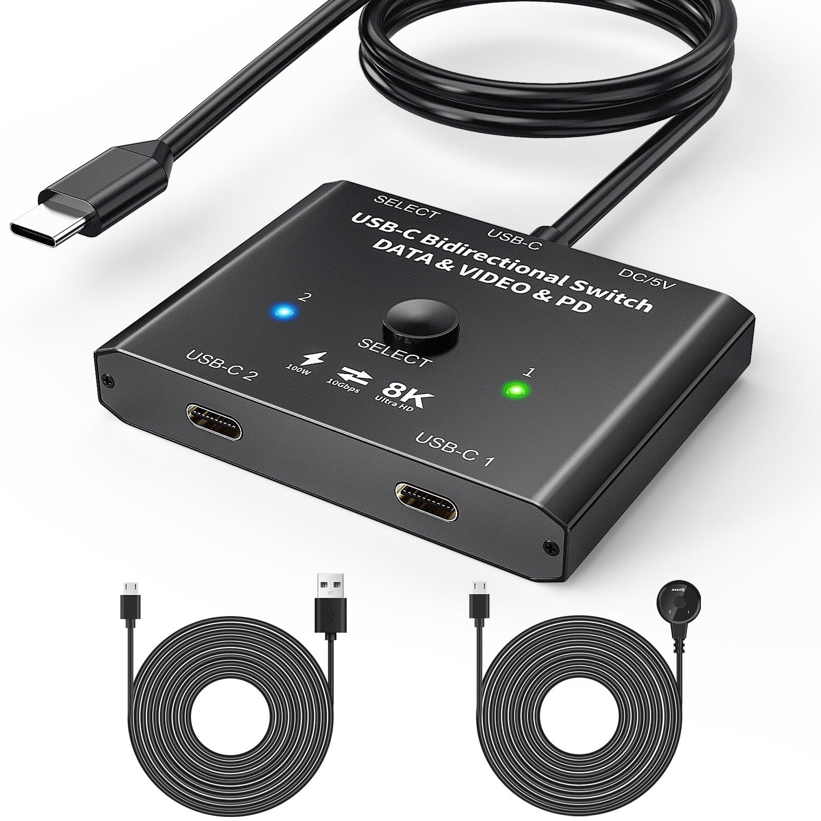Amazon.com: USB C Switch 2 in 1 Out, Type-C Bidirectional Switcher 2 in ...
