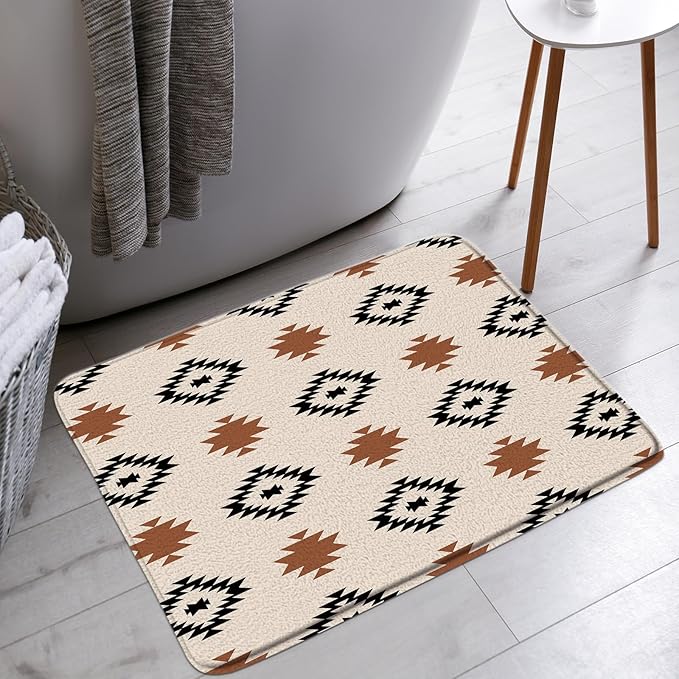 Amazon.com: ASVEAS Aztec Western Bath Mat Geometric Boho Abstract ...