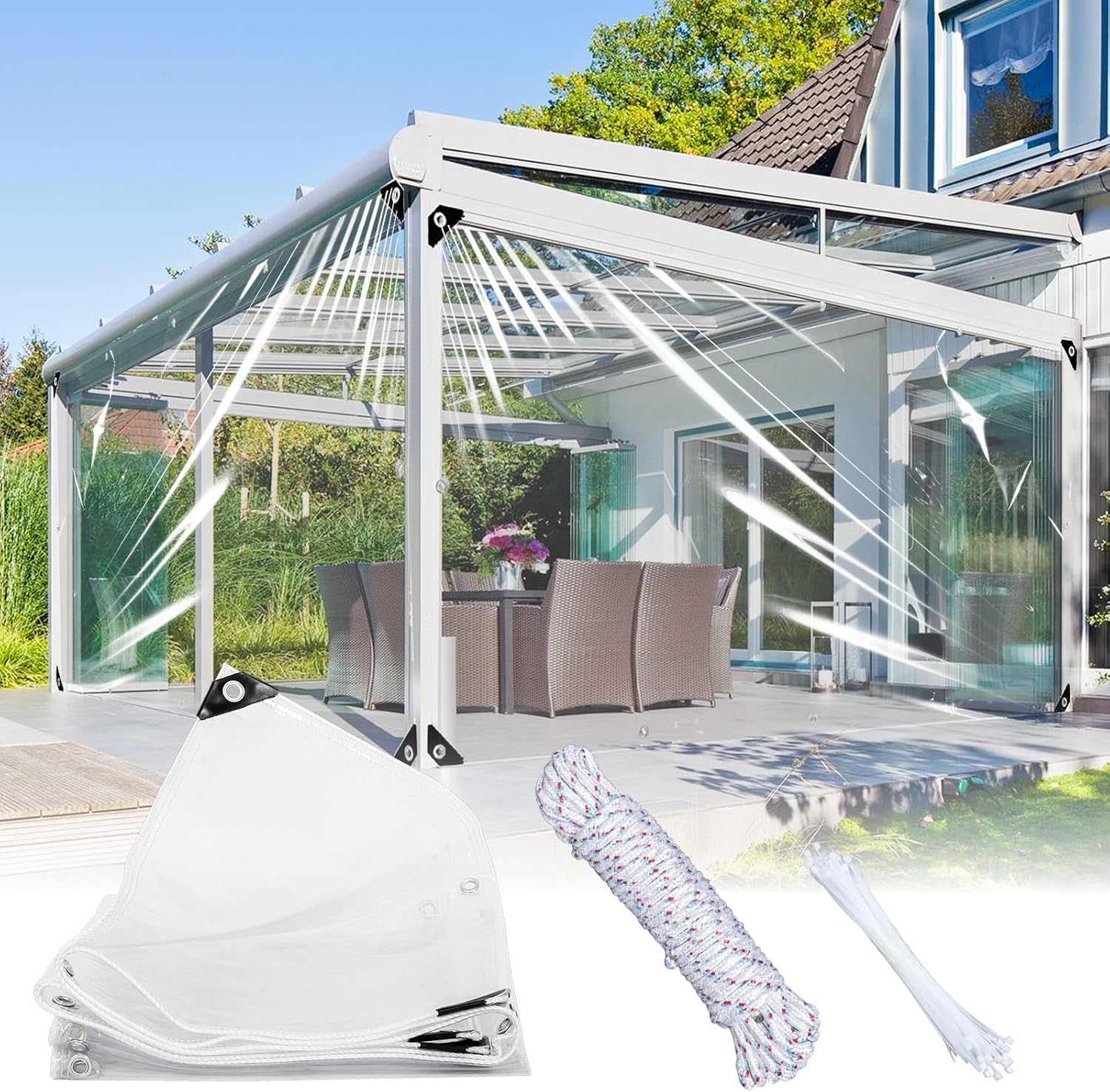 Clear Tarp,3x6ft Clear Tarps with Grommets,14Mil Thickened Transparent ...