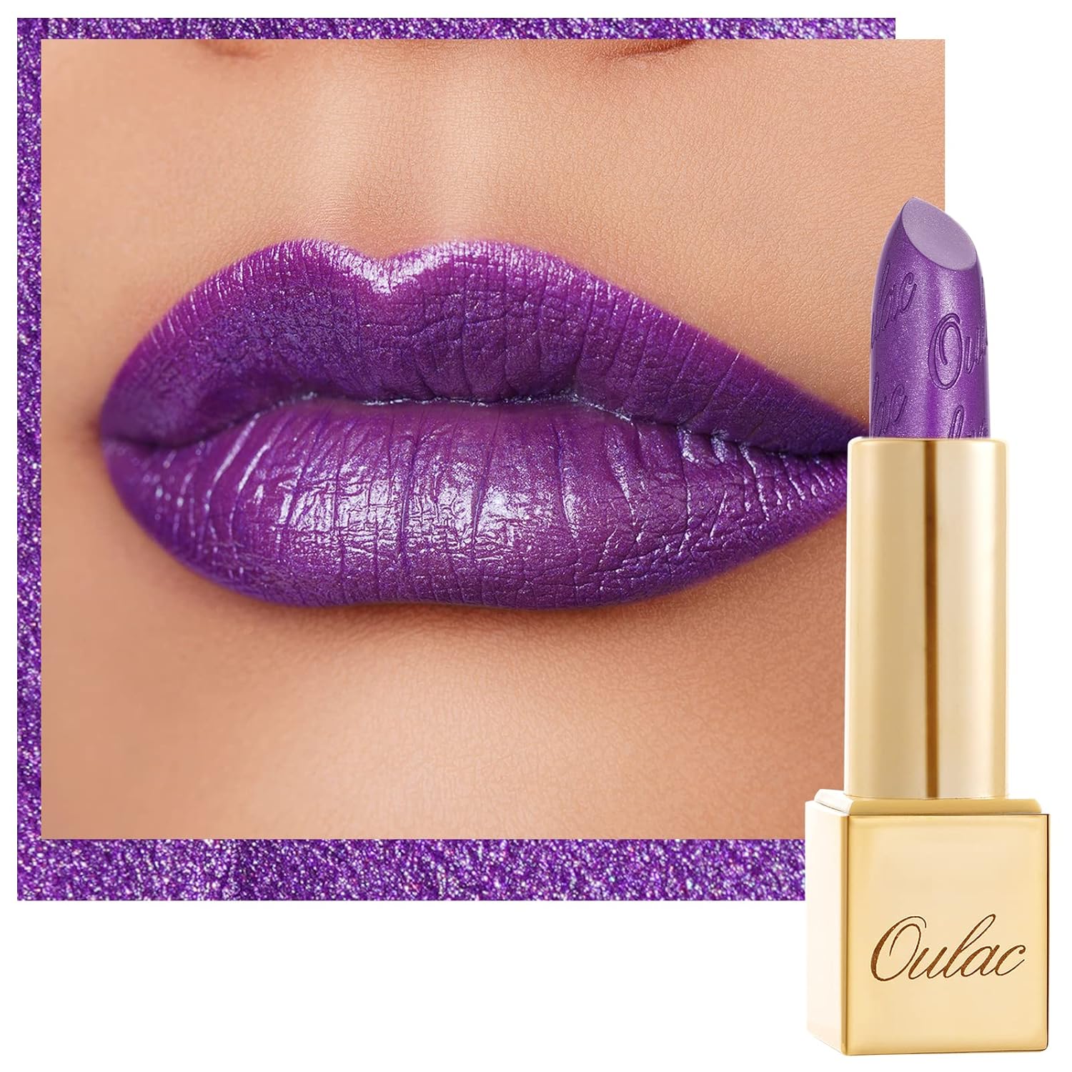 OULAC Lippenstift Metallic Glanz Finish, Lila Glitzern ...