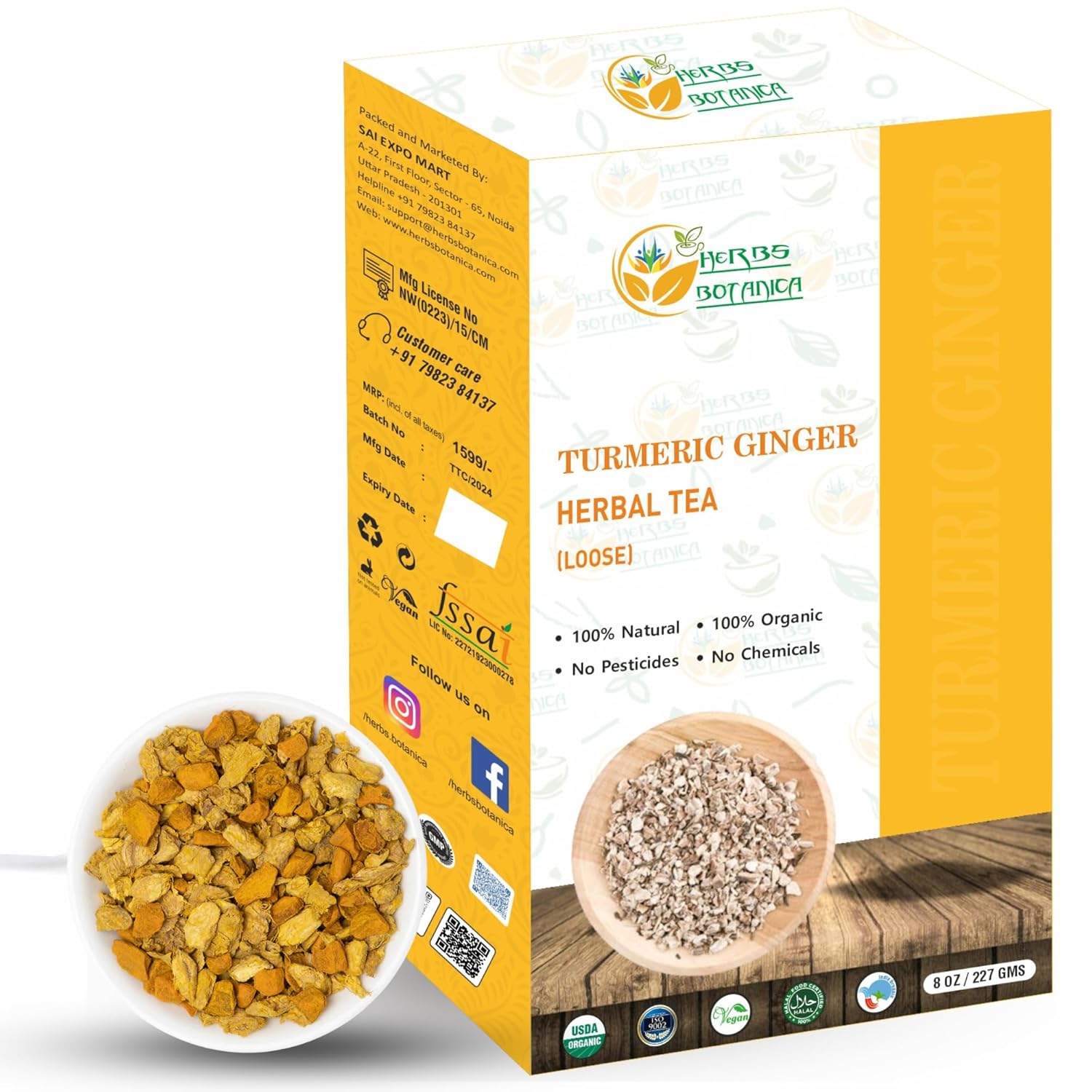 Amazon.com : Herbs Botanica Organic Turmeric Ginger Tea For ...