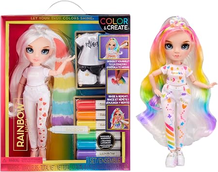 Amazon.com: Rainbow High Color & Create Fashion DIY Doll with Washable ...