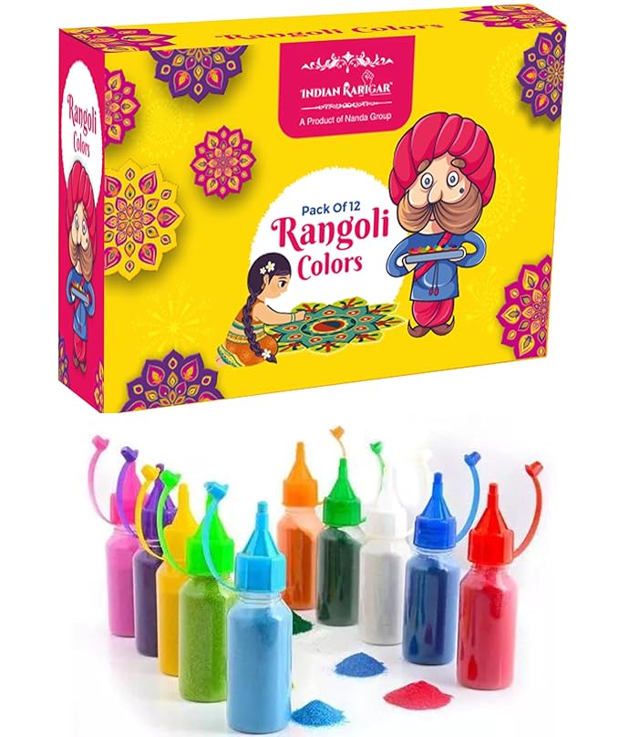 Buy Indian Karigar 12 Rangoli Colours for Floor Diwali Decoration Items ...