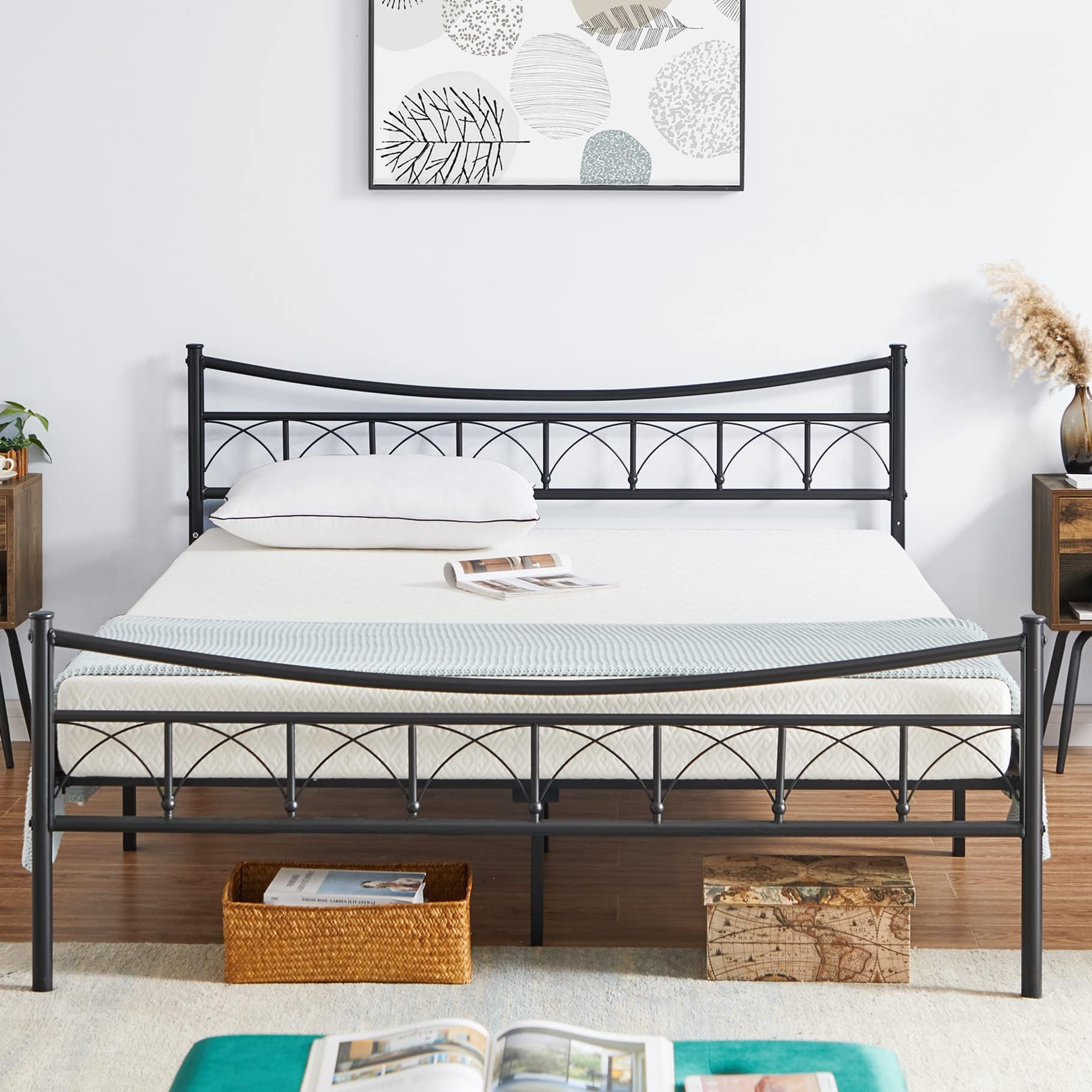 Amazon.com: T4TREAM Farmhouse Vintage Full Size Bed Frame with ...