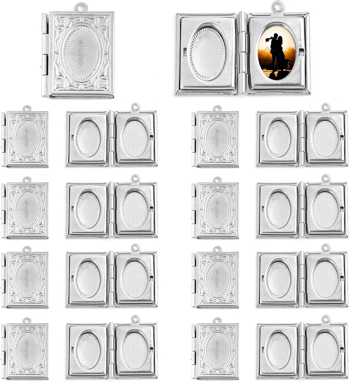 Amazon.com: Framendino, 10 Pack Silver Rectangle Photo Frame Charms ...