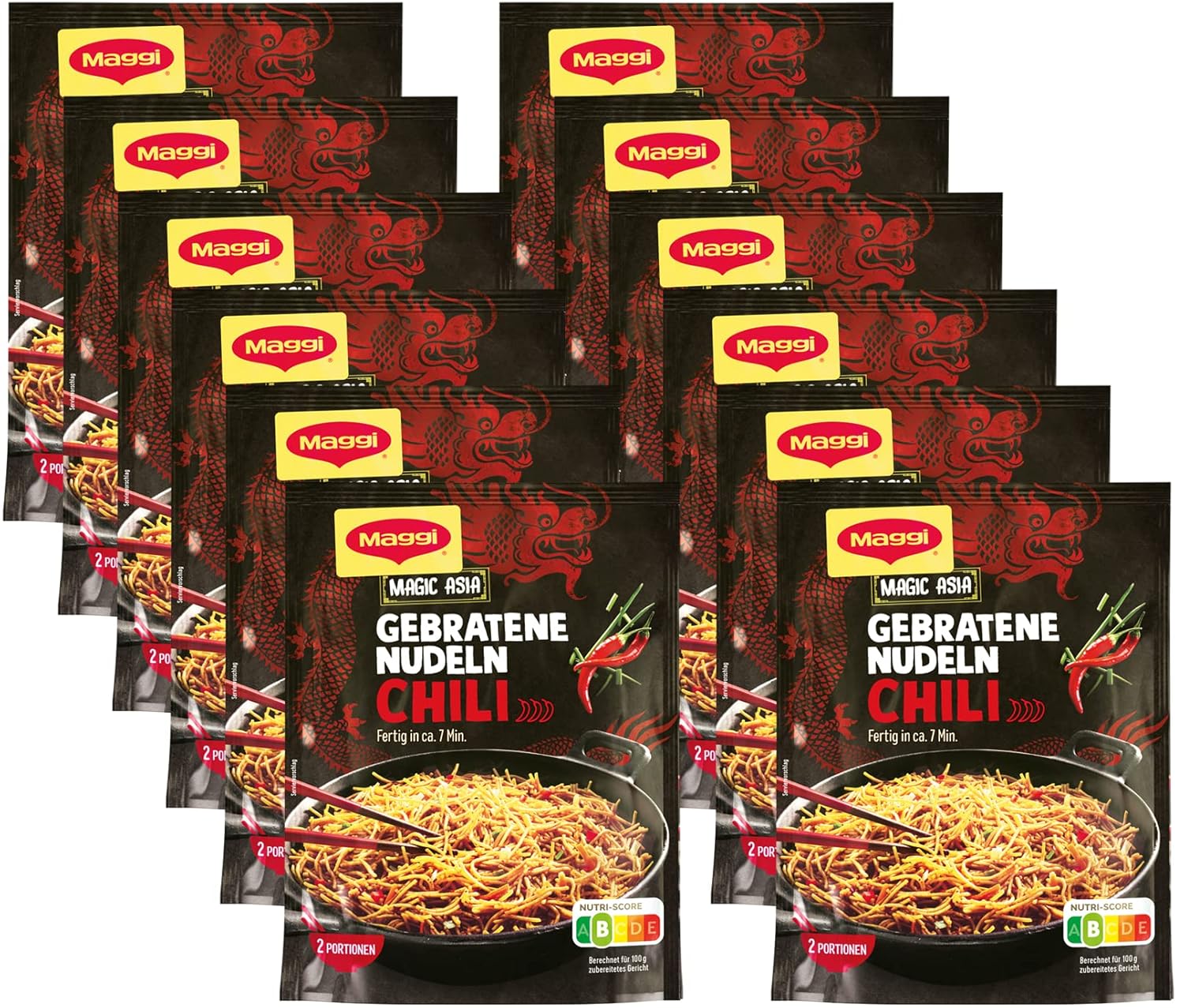 MAGGI Magic Asia Gebratene Nudeln Chili, leckeres Fertiggericht ...