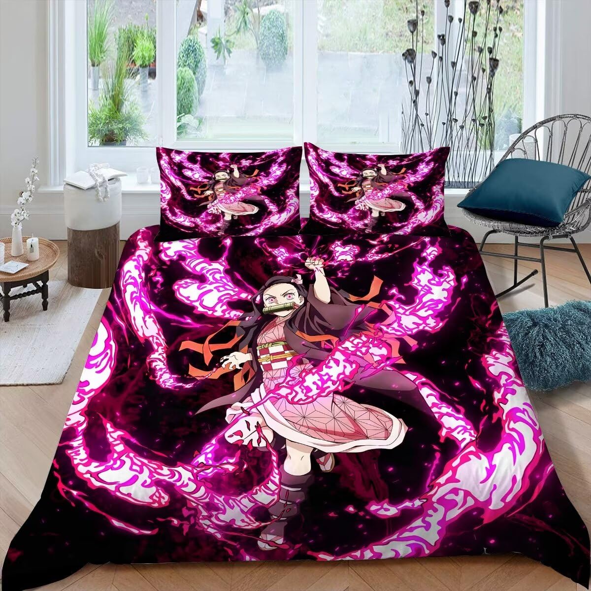 Amazon.com: Zekdoi Japanese Anime Duvet Cover Set Full Size,Demon ...