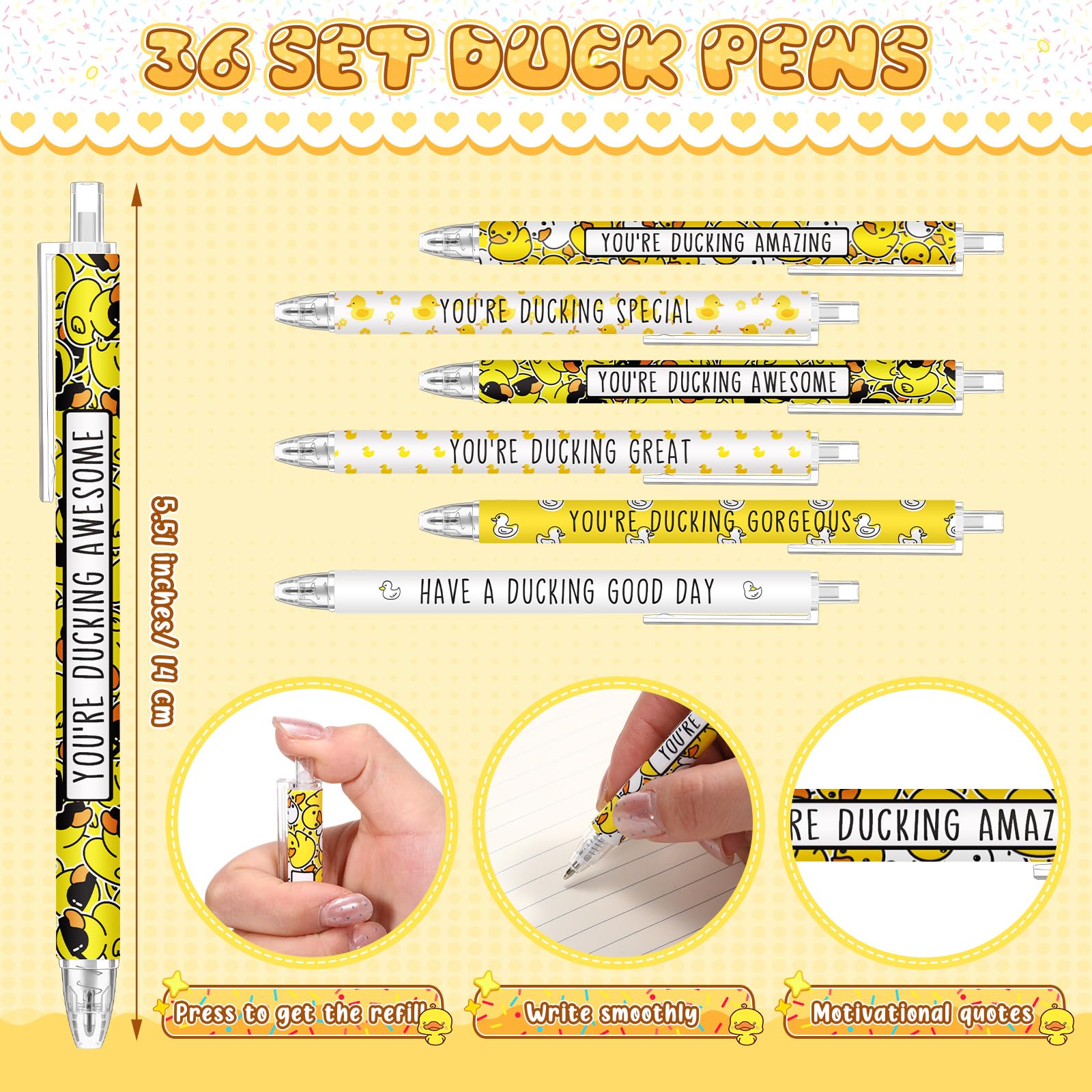 Snapklik.com : 36 Set Duck Pens Gifts Sets Ballpoint Pens Luminous Mini ...