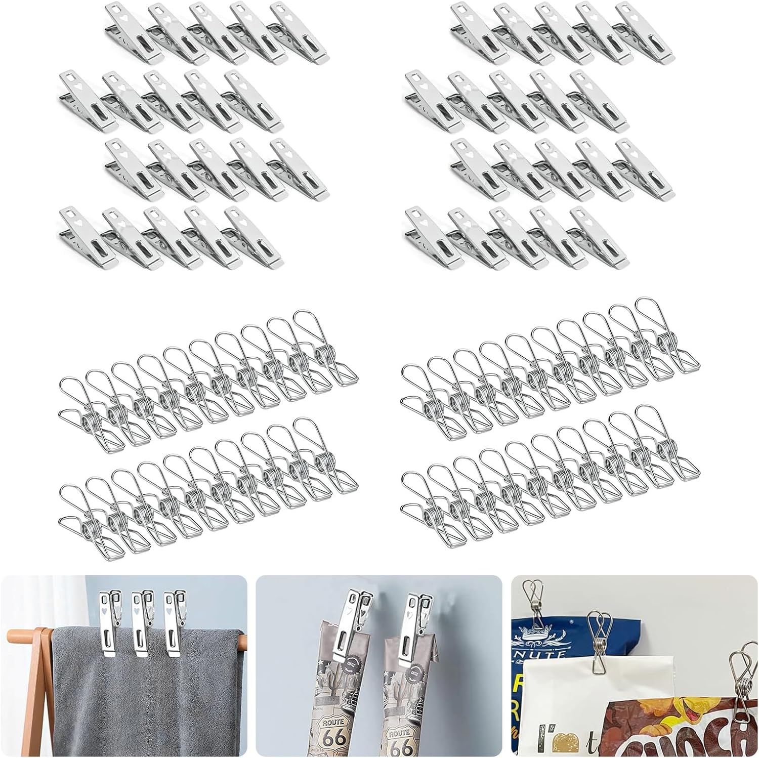 LTXDJ 80 Pcs Stainless Steel Clothes Pegs, Small Pegs for Washing Line ...