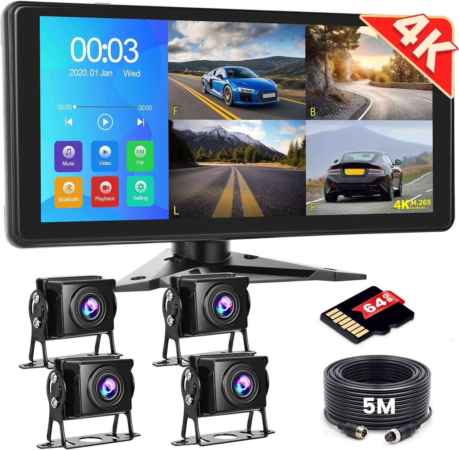 Amazon.com: Roinvou 4K RV Backup Camera System with 10.36'' Touchscreen ...