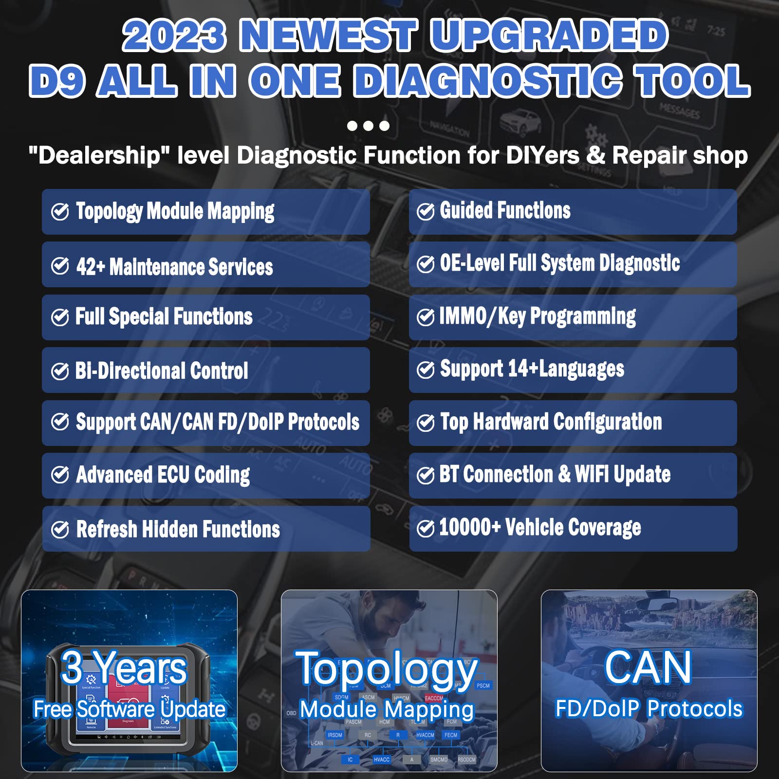 Snapklik.com : D9S Automotive Diagnostic Tool, 2024 Upgrade Of D9 ...